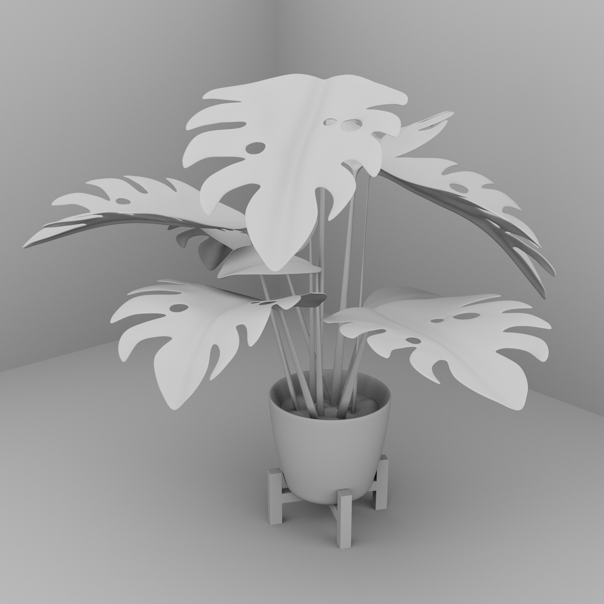 sivan menashe - Monstera plant in modern Pot 3D model