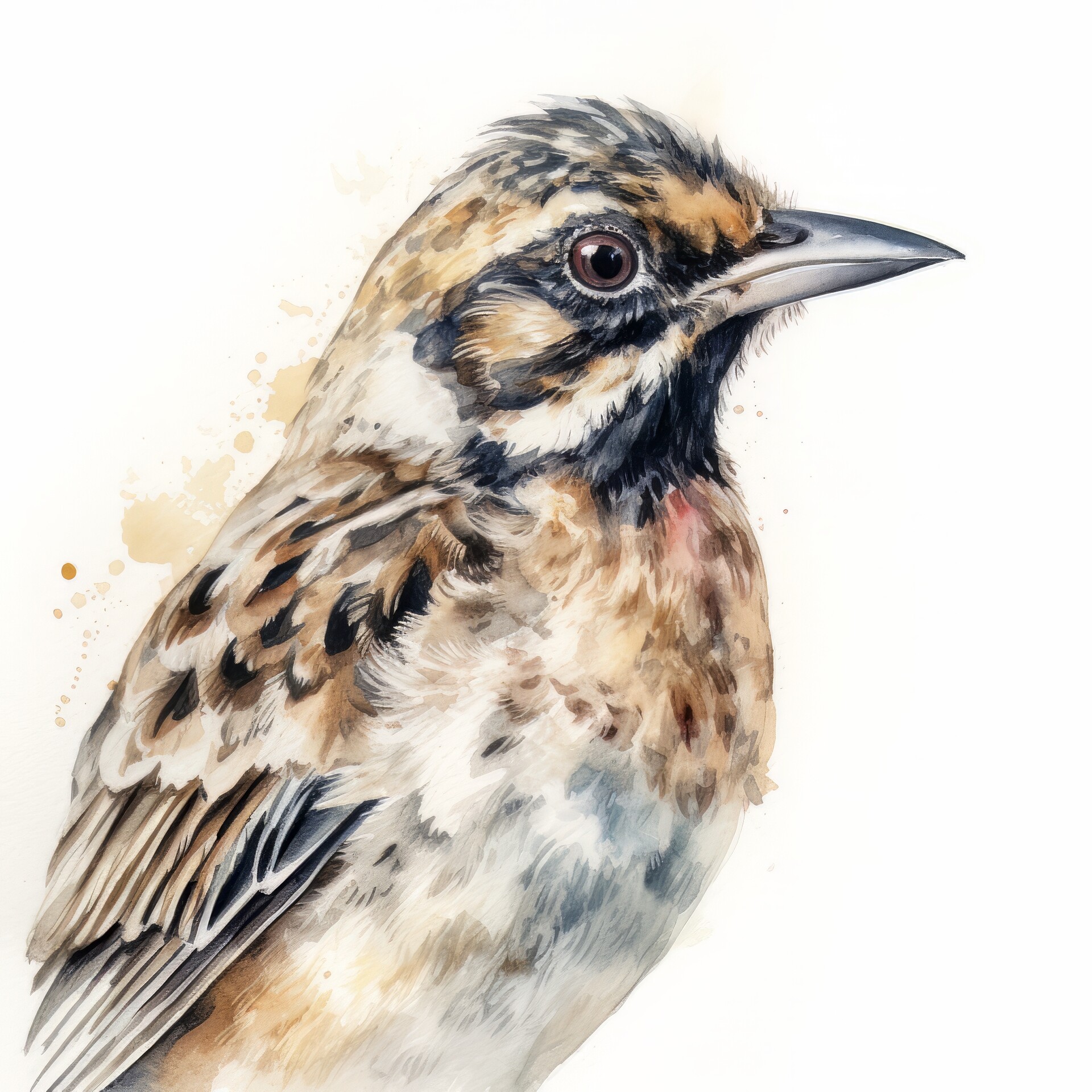 ArtStation - Lark Bunting Bird Portrait Watercolor Painting