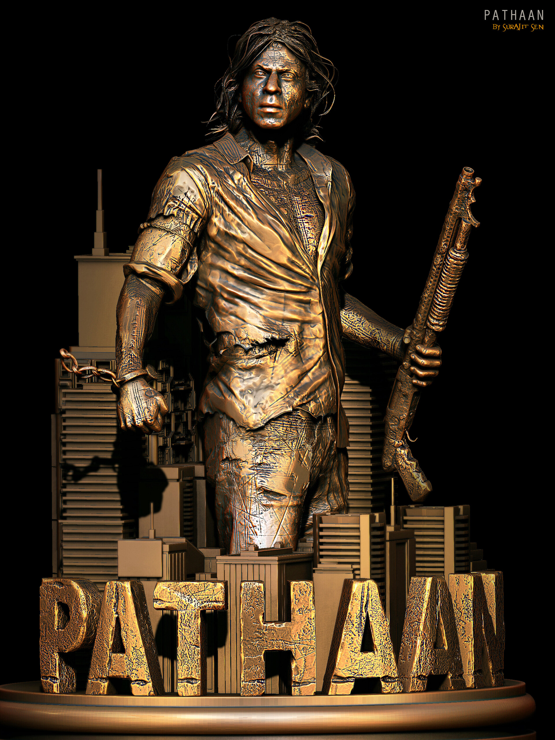 ArtStation - "Pathaan" - Digital Sculpture by Surajit Sen