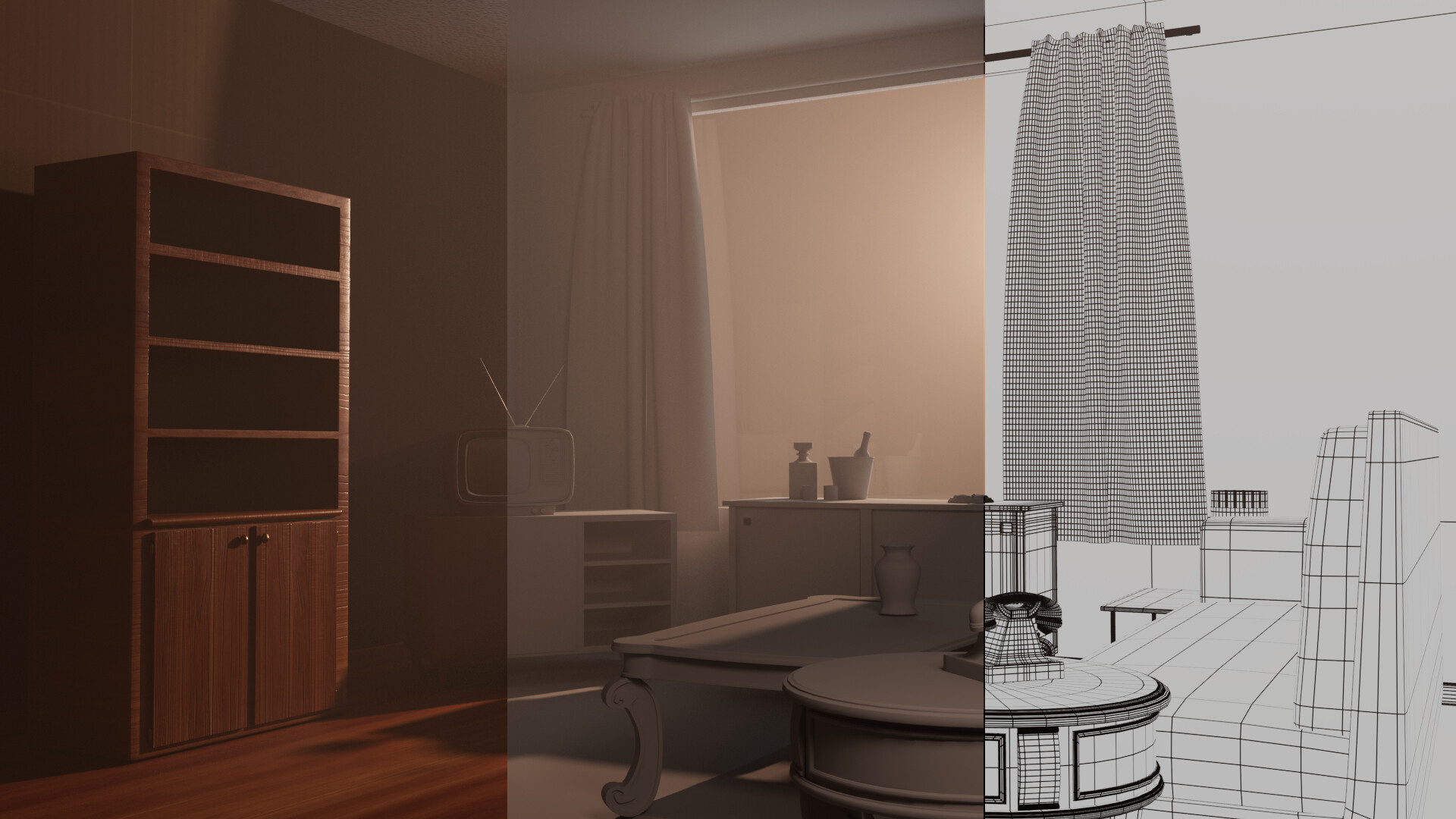 ArtStation - 3D Retro Interior