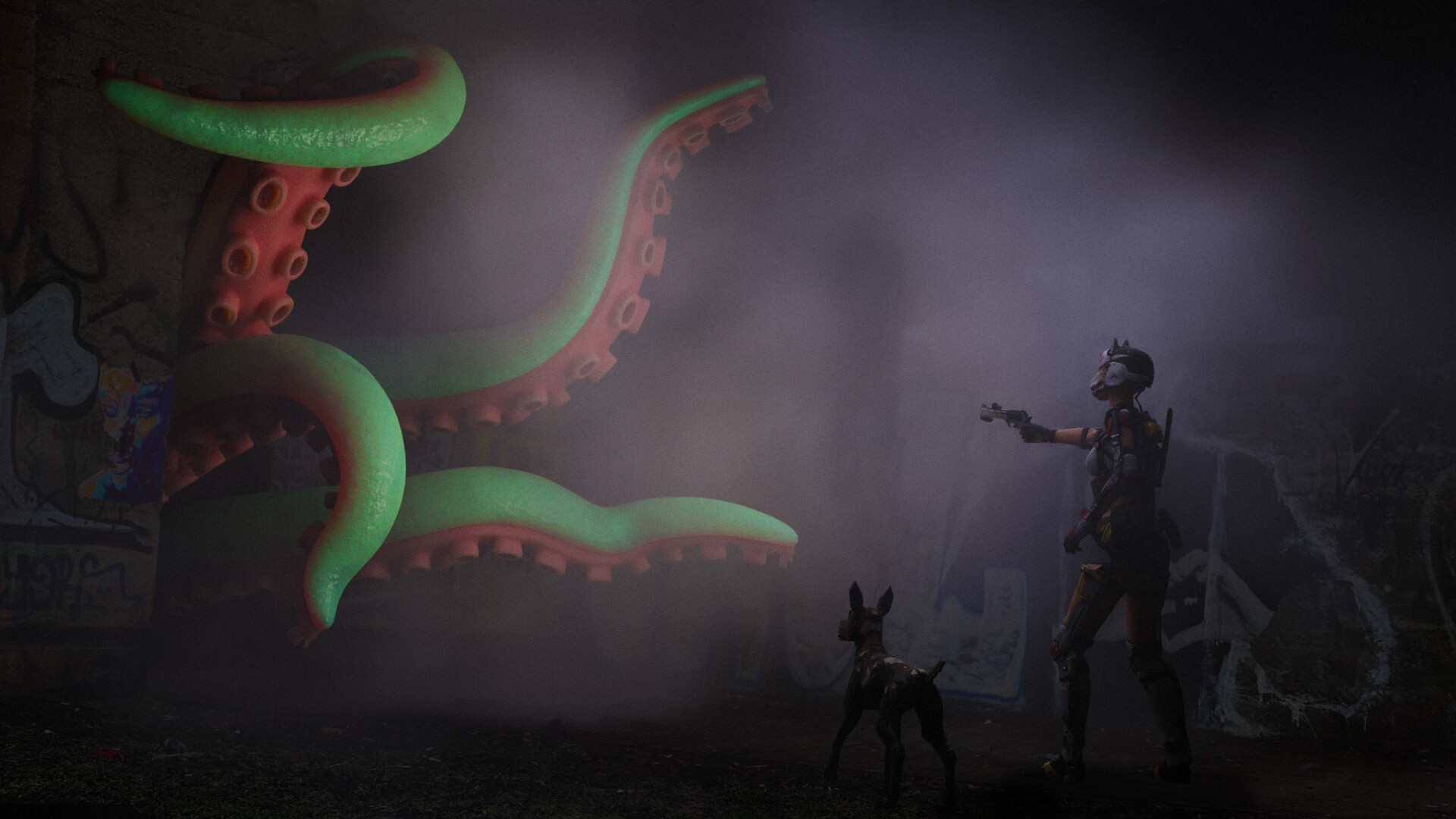 ArtStation - tentacle monster face-off