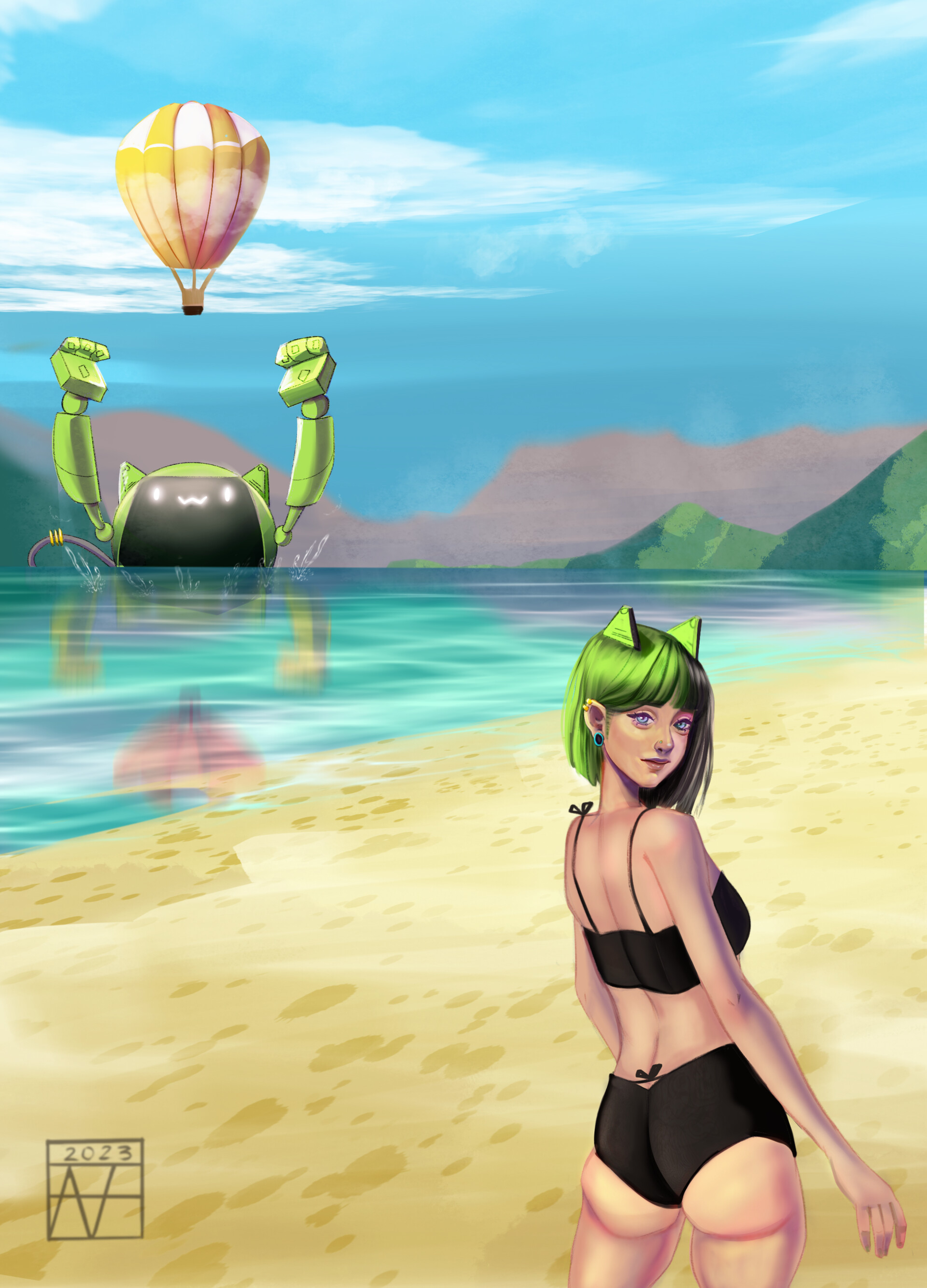 ArtStation - Splash art for Mech girl Nya.