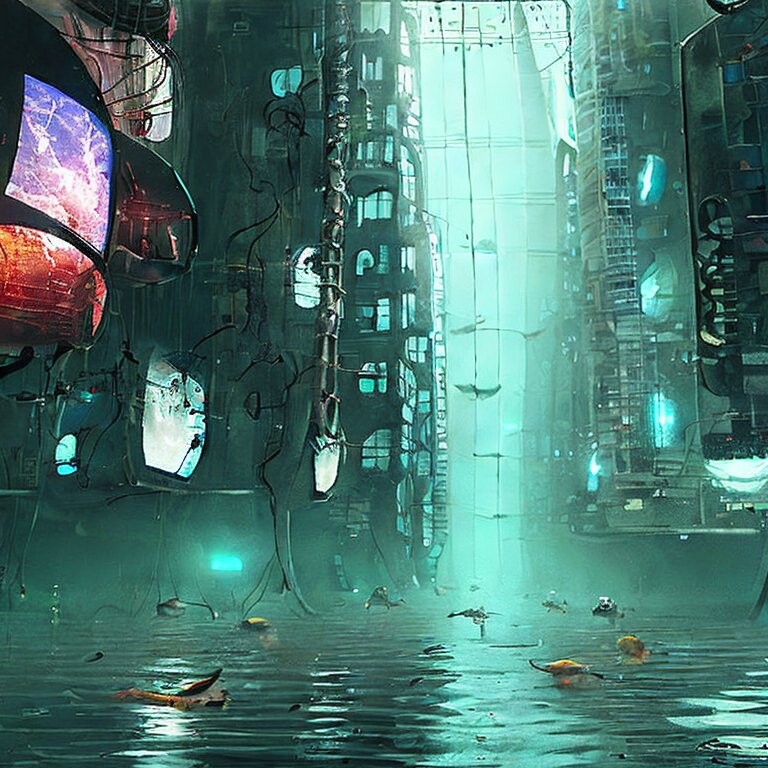 ArtStation - Prompt: Underwater Cyberpunk Creepy City