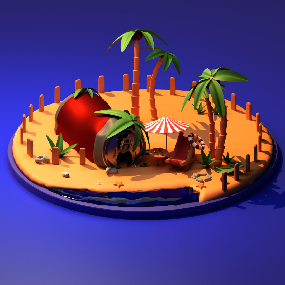 ArtStation - Isometric low poly island on blender