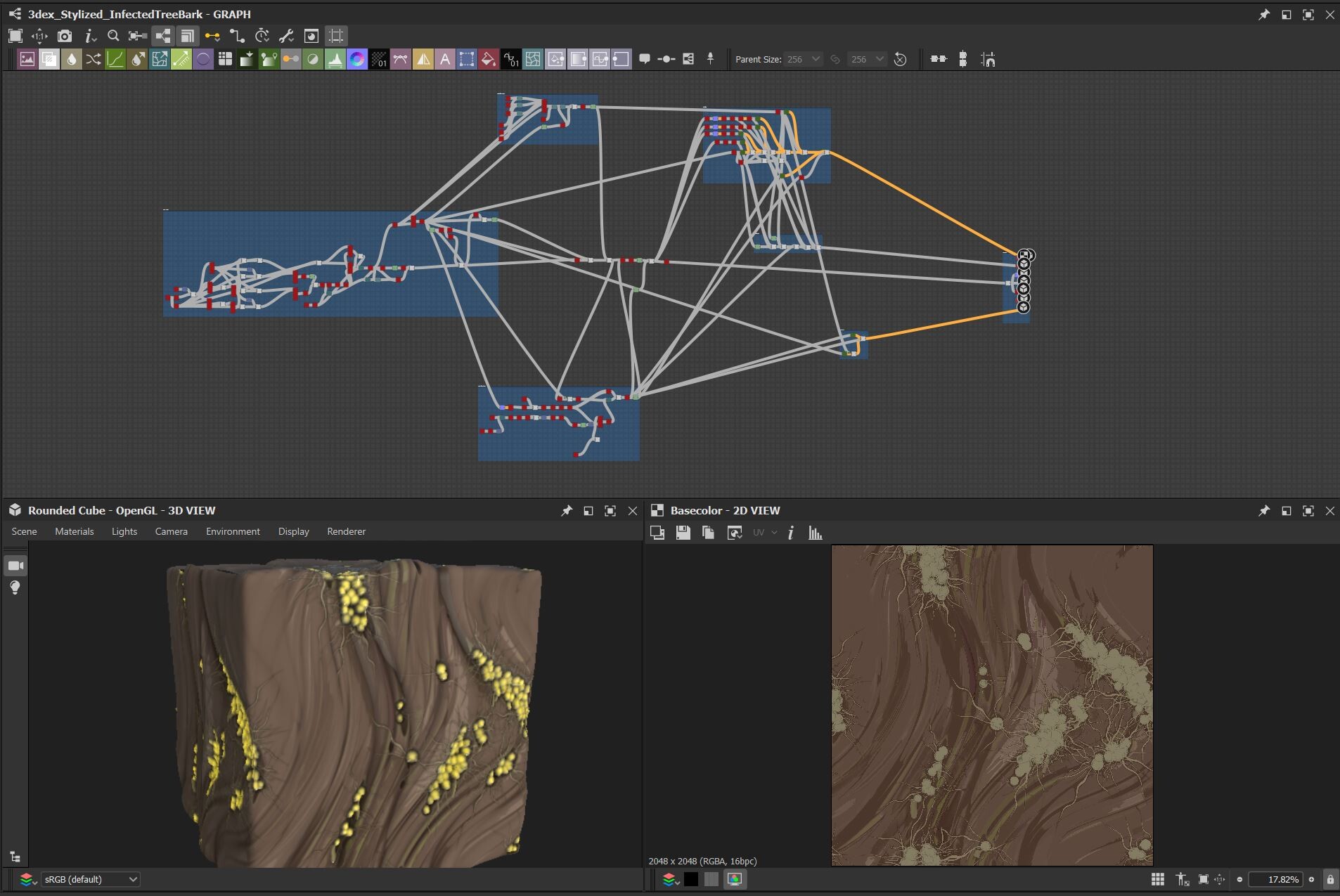 3dExtrude Tutorials - Stylized Infected Tree Bark - Substance 3D Designer