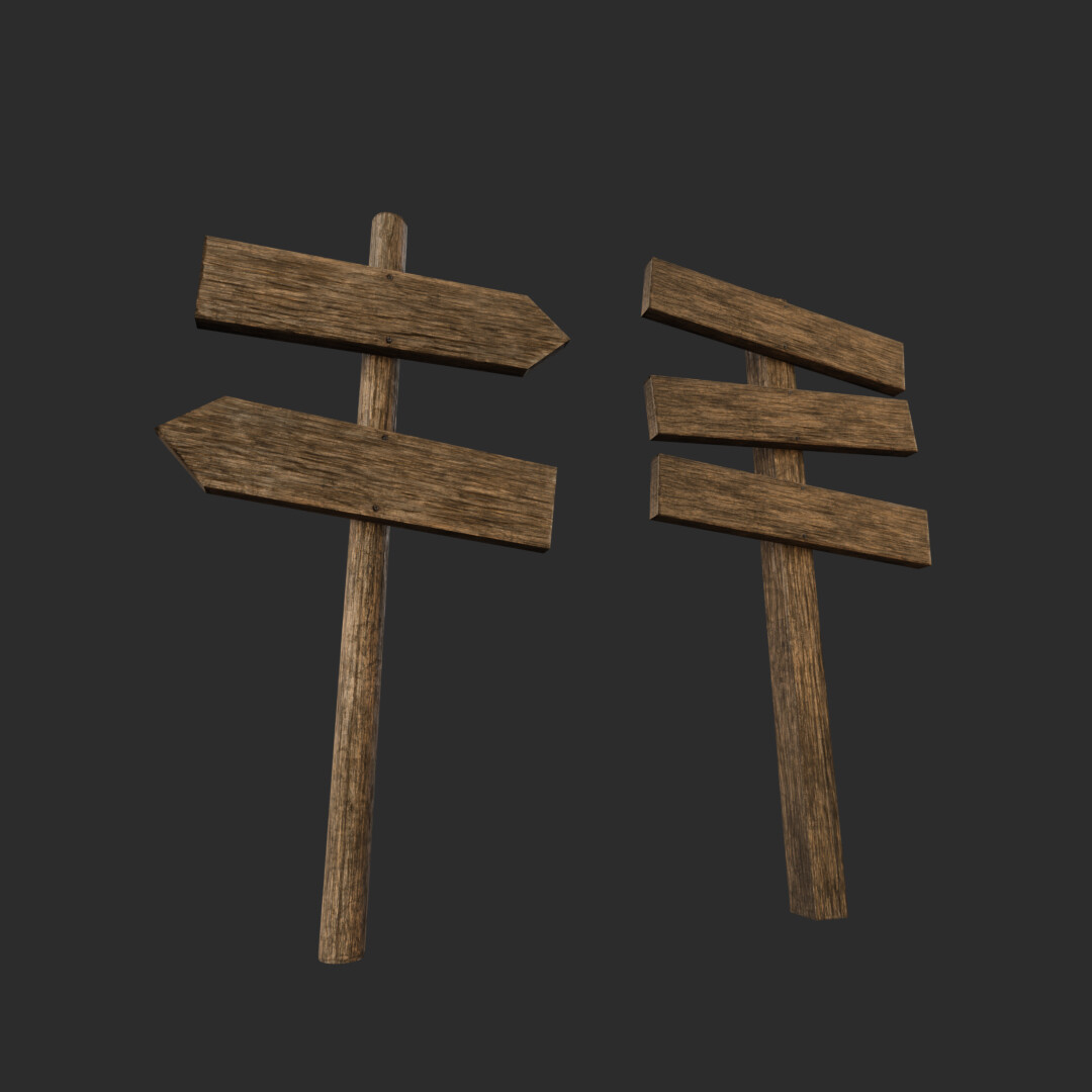 ArtStation - Wooden Signs - 3D Models Low-Poly