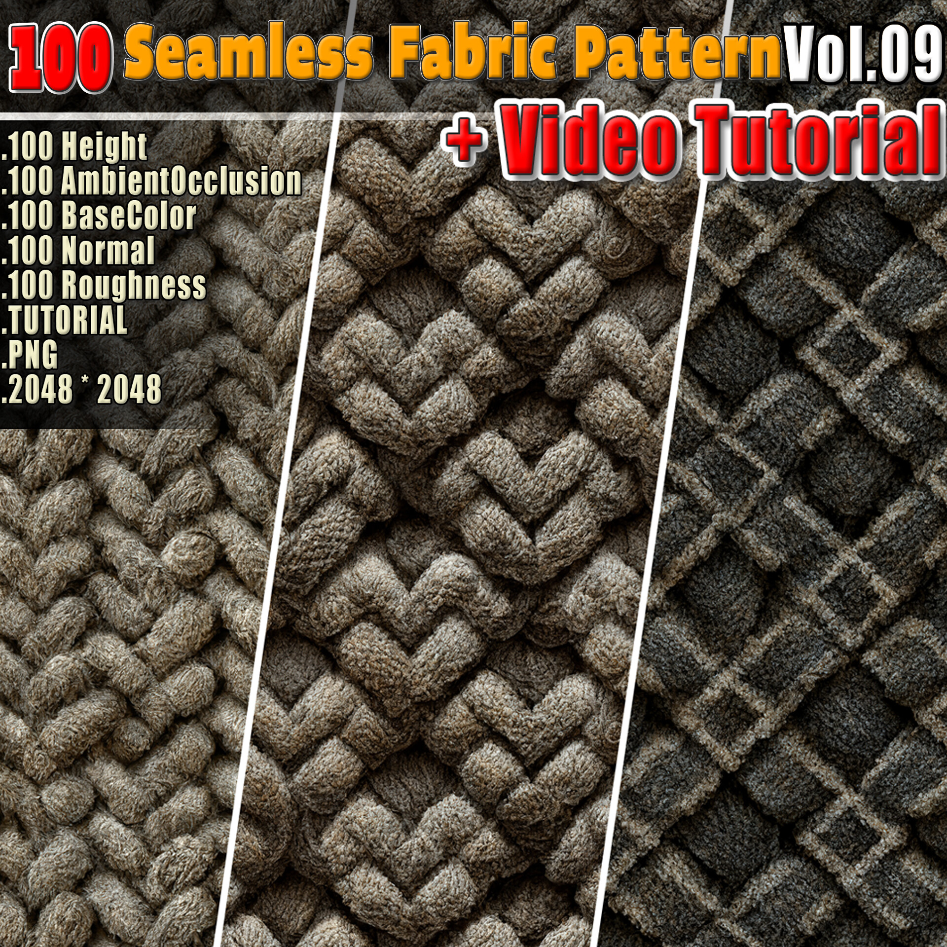 ArtStation - 100 Seamless Fabric Pattern Vol.09 + Video Tutorial