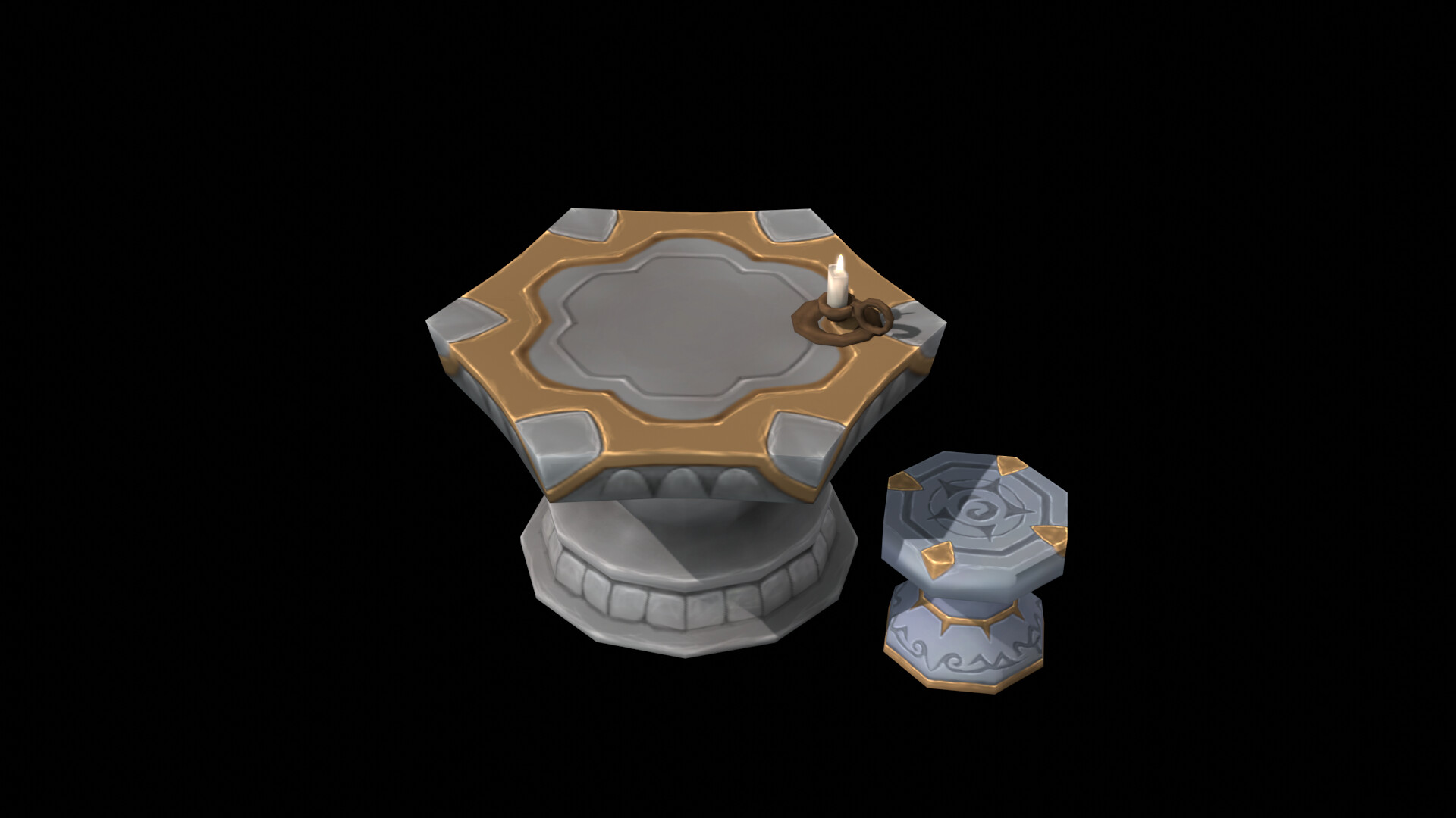 ArtStation - stone table and stool, master copy from wow