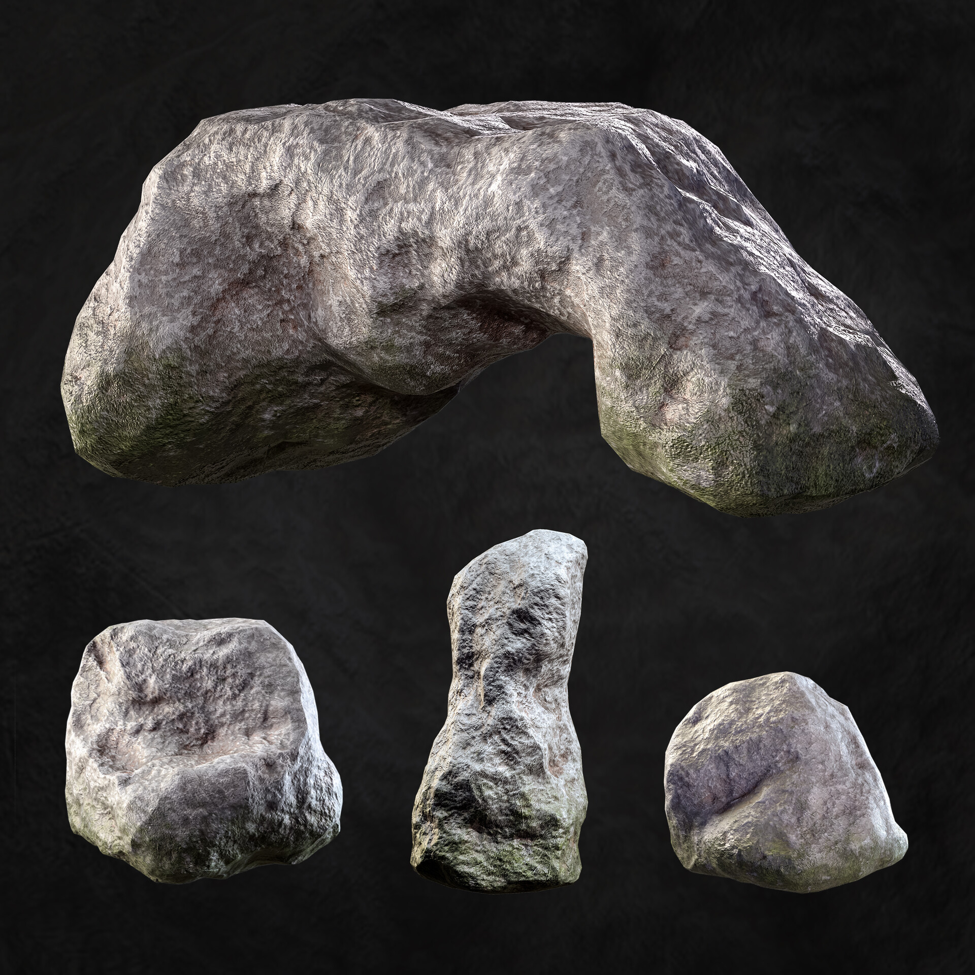 ArtStation - 10 Low Poly Stone