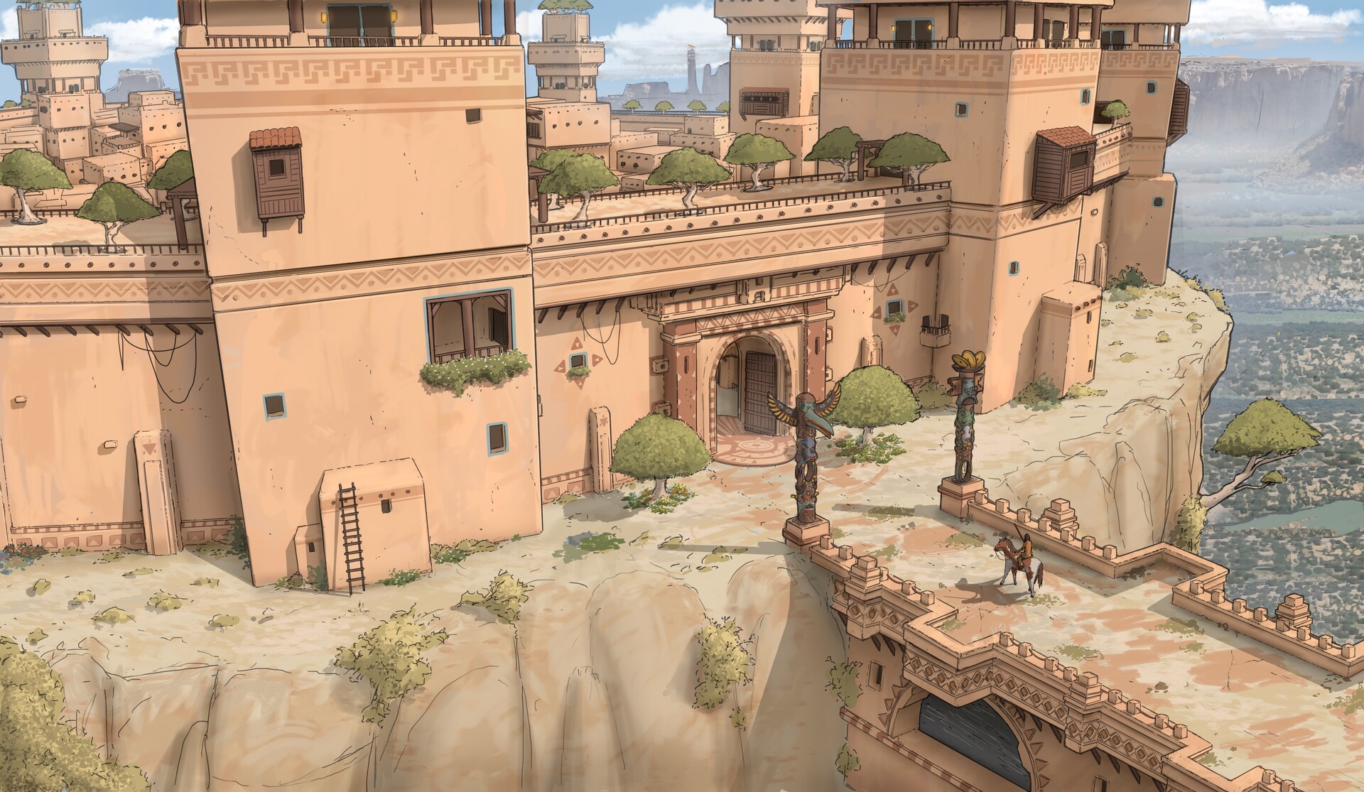 ArtStation - Pueblo Sky City Front Gate Design