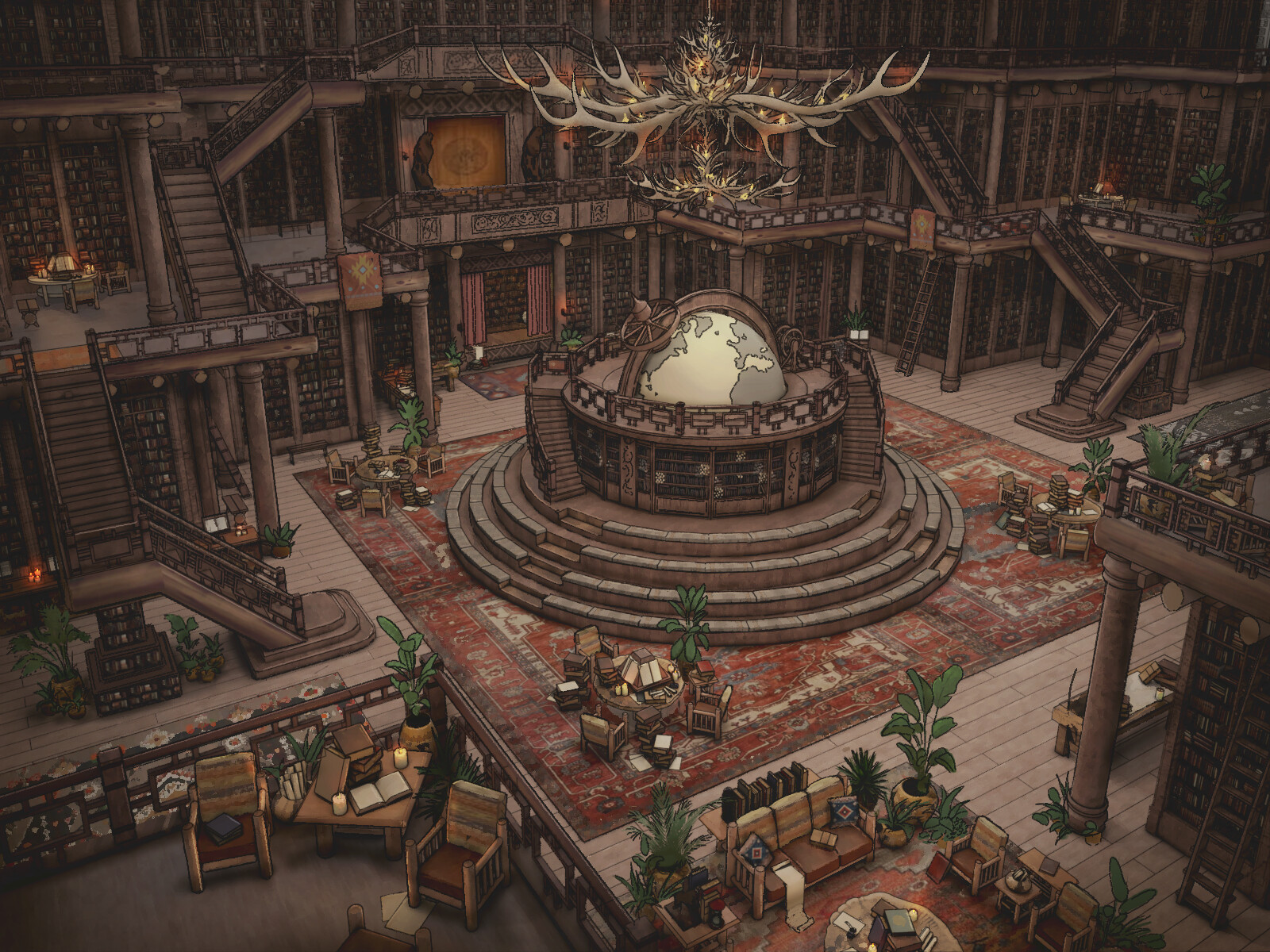 ArtStation - Pueblo Native American Library Interior Cut Away Design