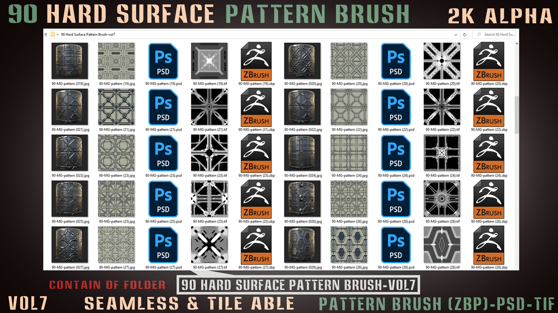 Mona Ghafourian - 90 Hard Surface Pattern Alpha Brush-vol7