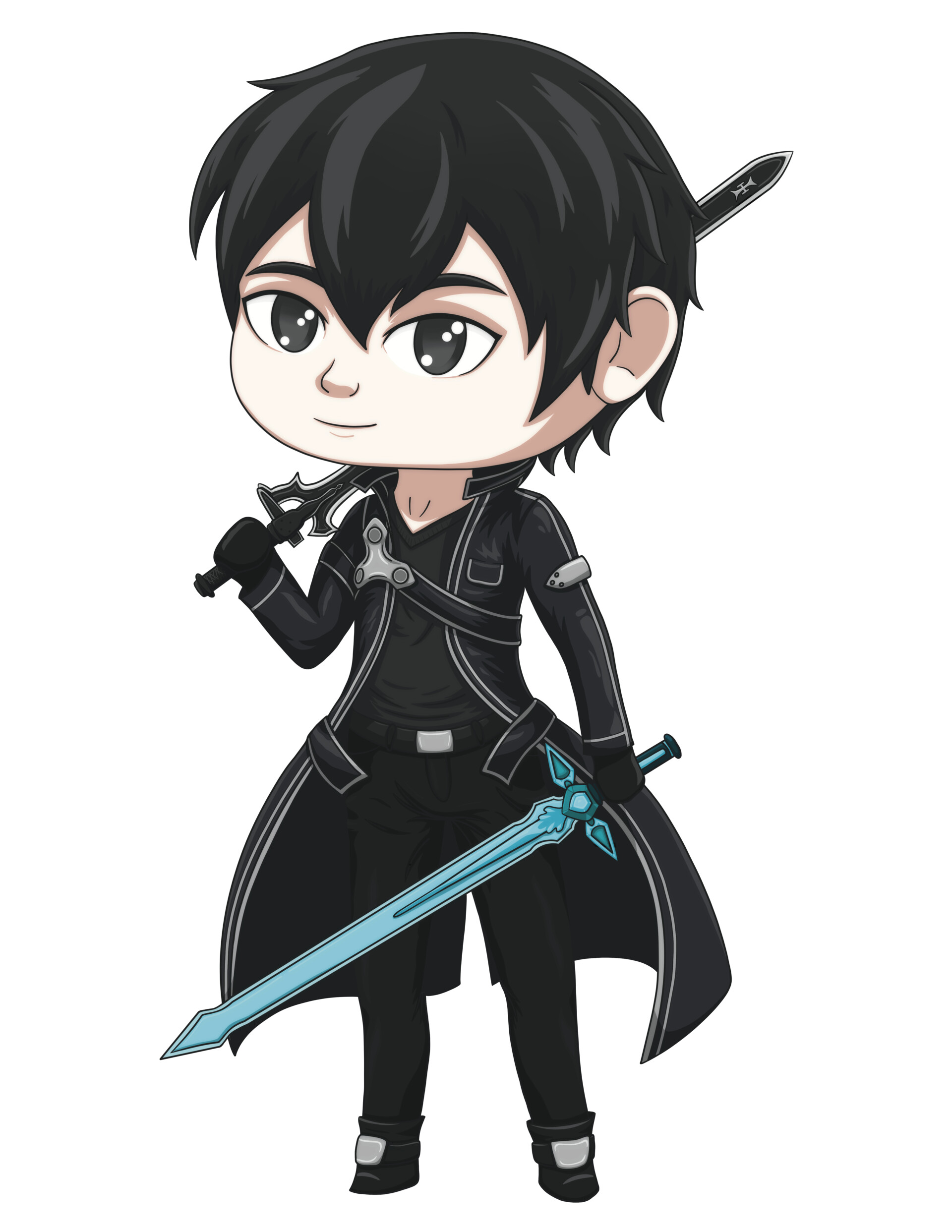 how to draw chibi kirito step by step