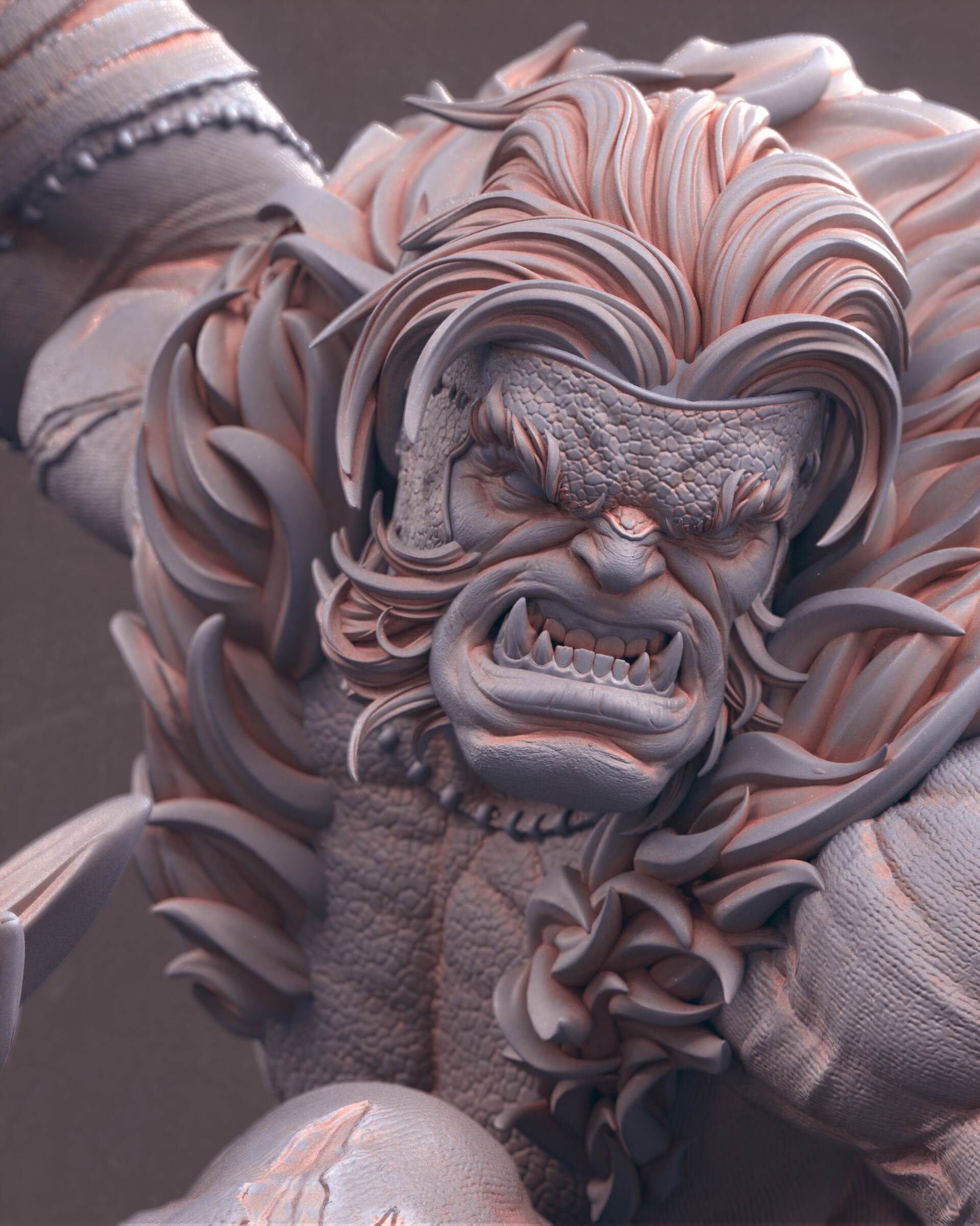 Dario Bas - Sabretooth vs Wendigo - Clay renders