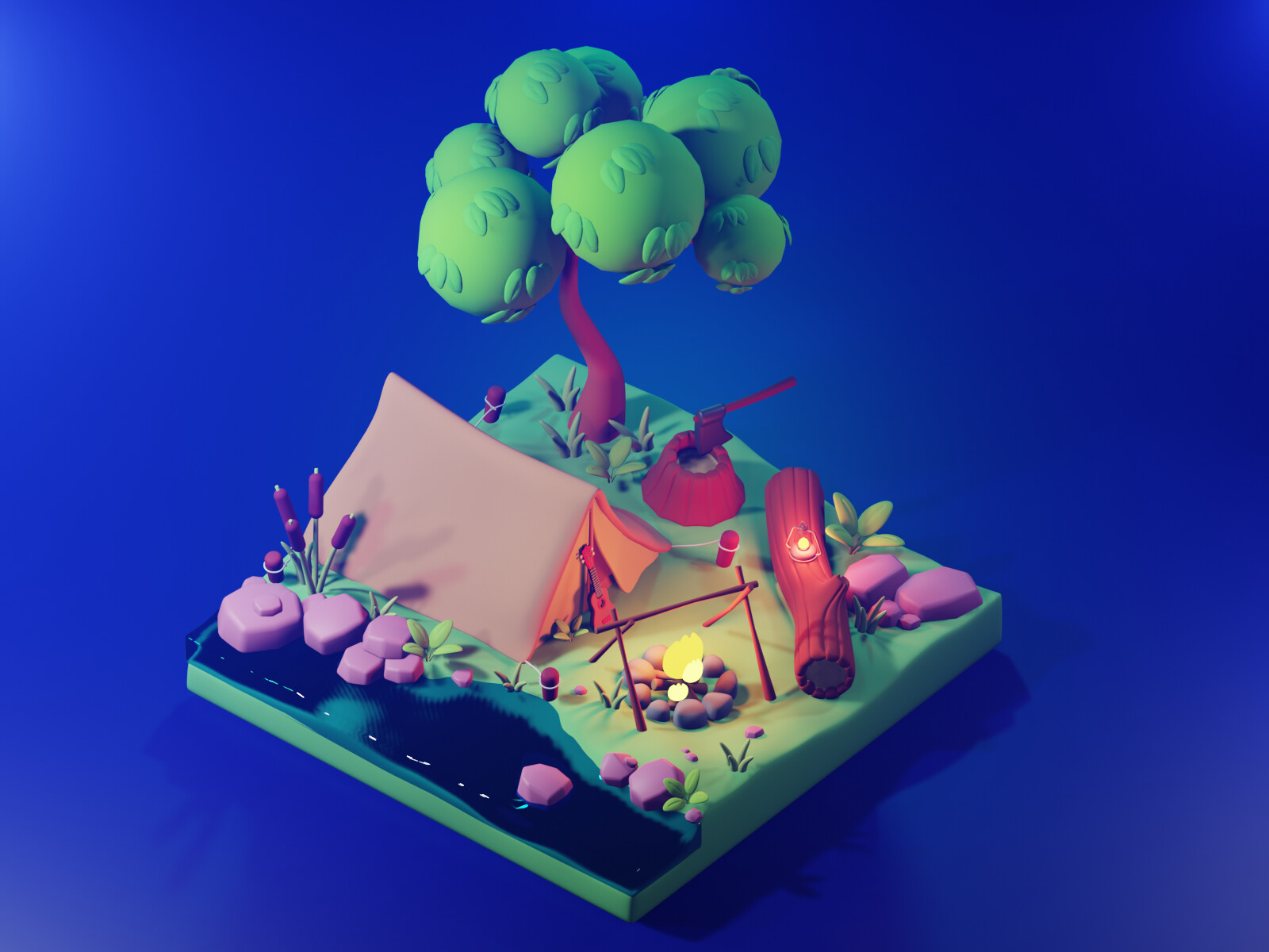 ArtStation - isometric camping area