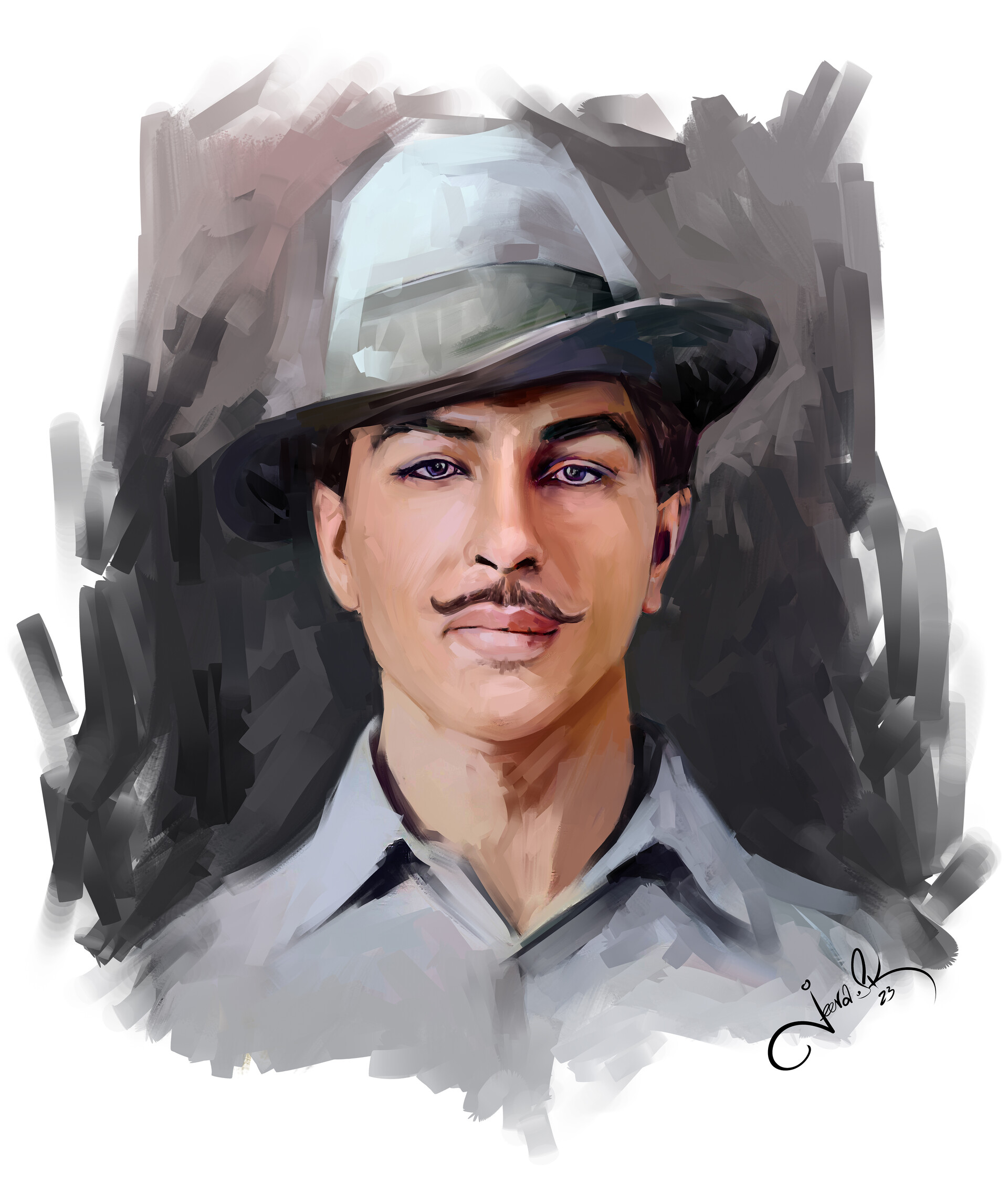 how to draw portrait of bhagat singh