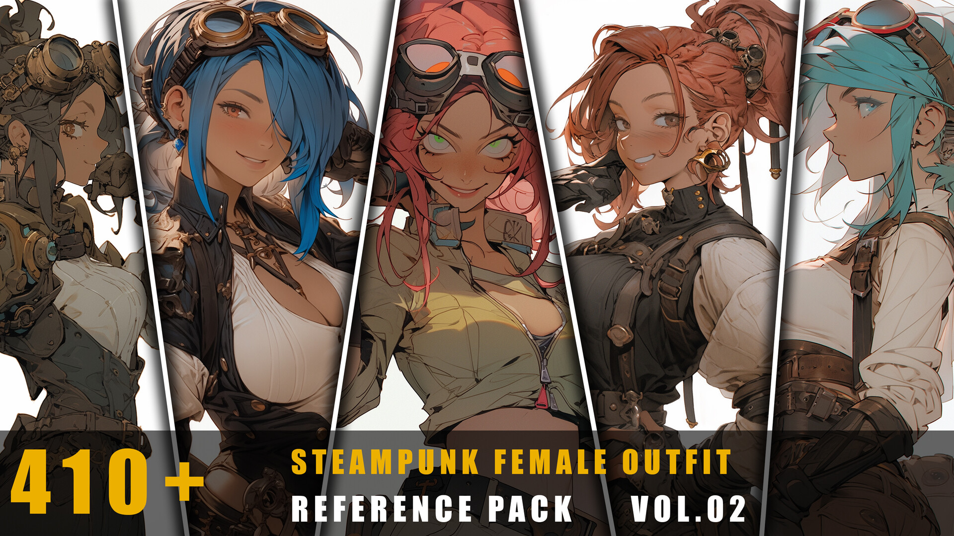 WaterLaw's Studio - 410+ Steampunk Female Outfit - References Pack Vol.02