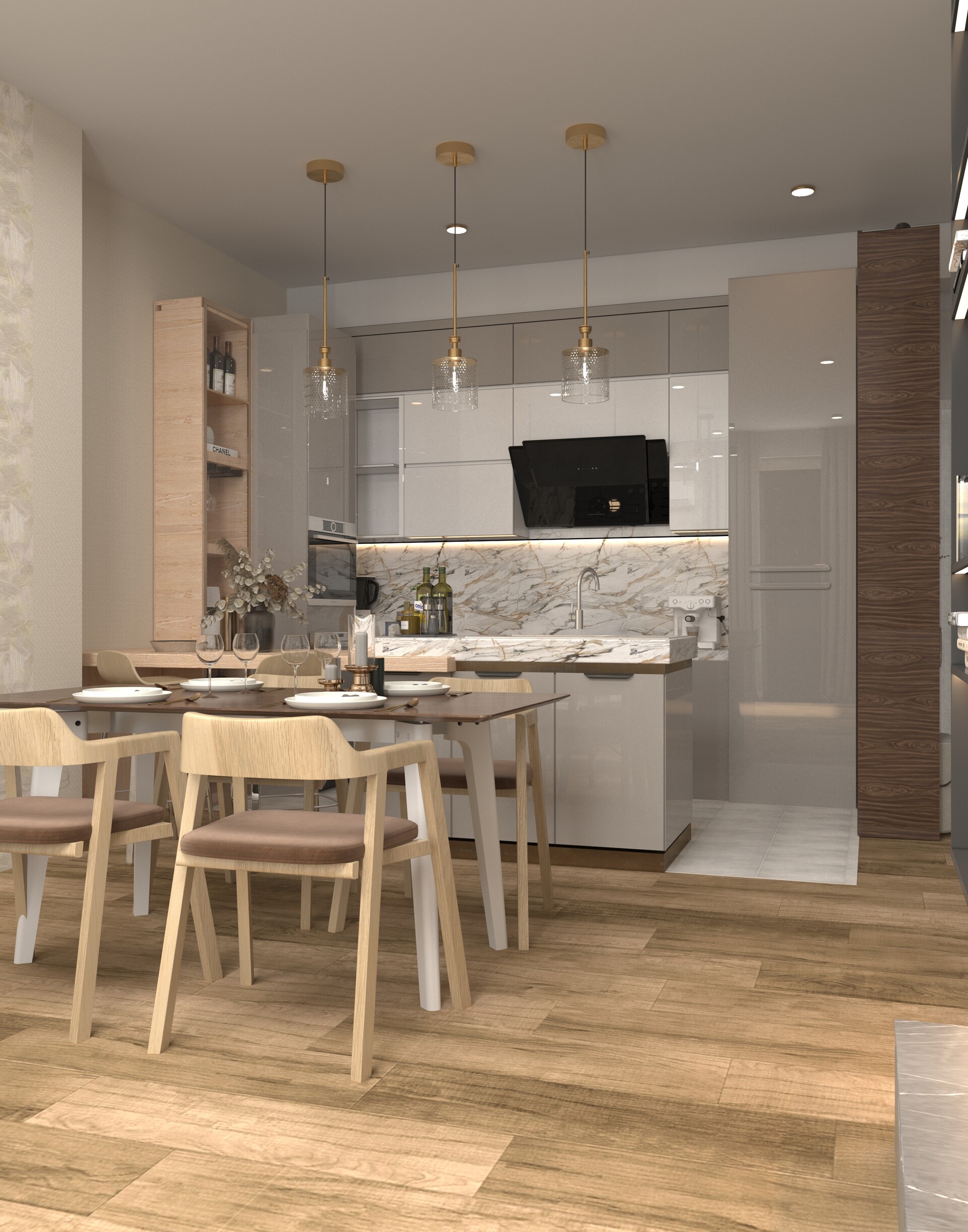 ArtStation - Warm Kitchen Interior Design