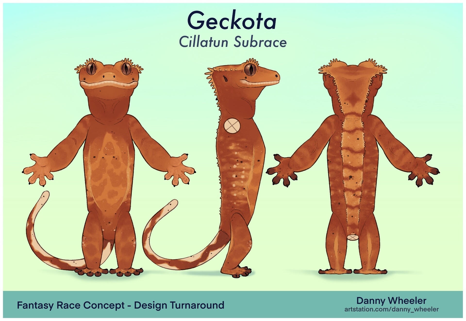 ArtStation - Crested Gecko Fantasy Race Character Design