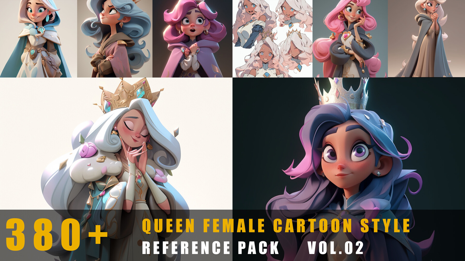 WaterLaw's Studio - 380+ Queen Female Cartoon Style - References Pack ...