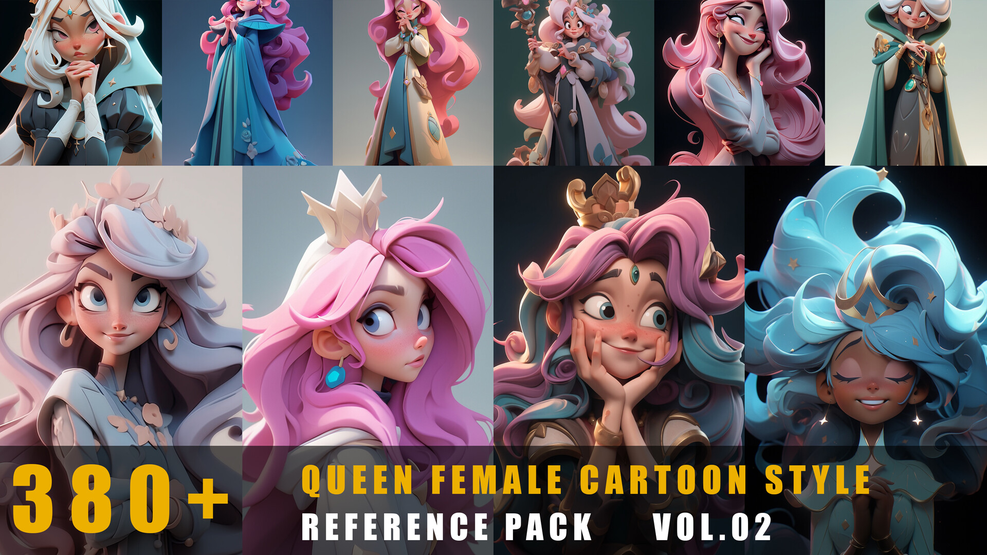 WaterLaw's Studio - 380+ Queen Female Cartoon Style - References Pack ...