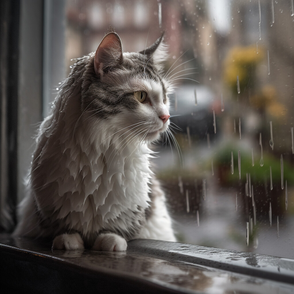 ArtStation - Cat on a Rainy Day