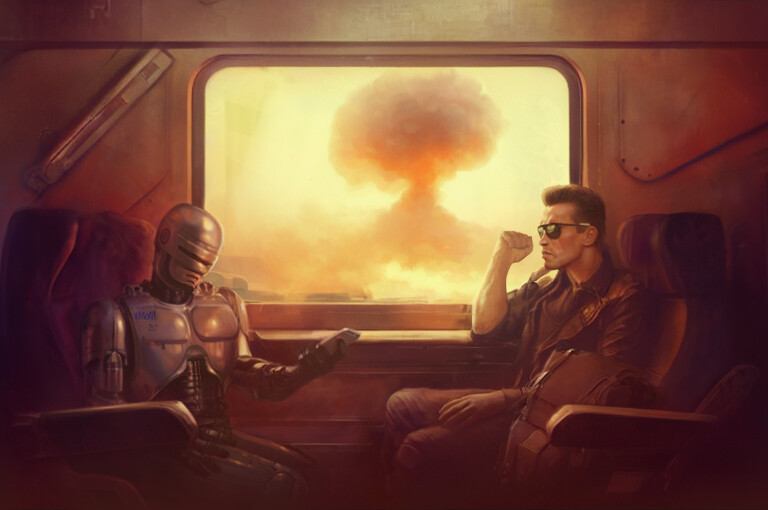 ArtStation - Robocop And Terminator chilling on the train through ...