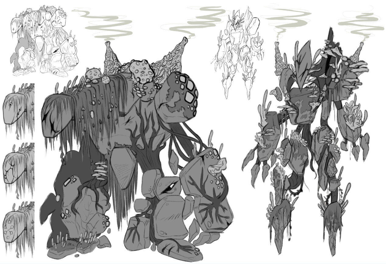 Laura Bibby - Overgrown Rock Golem - Monster Concept Art