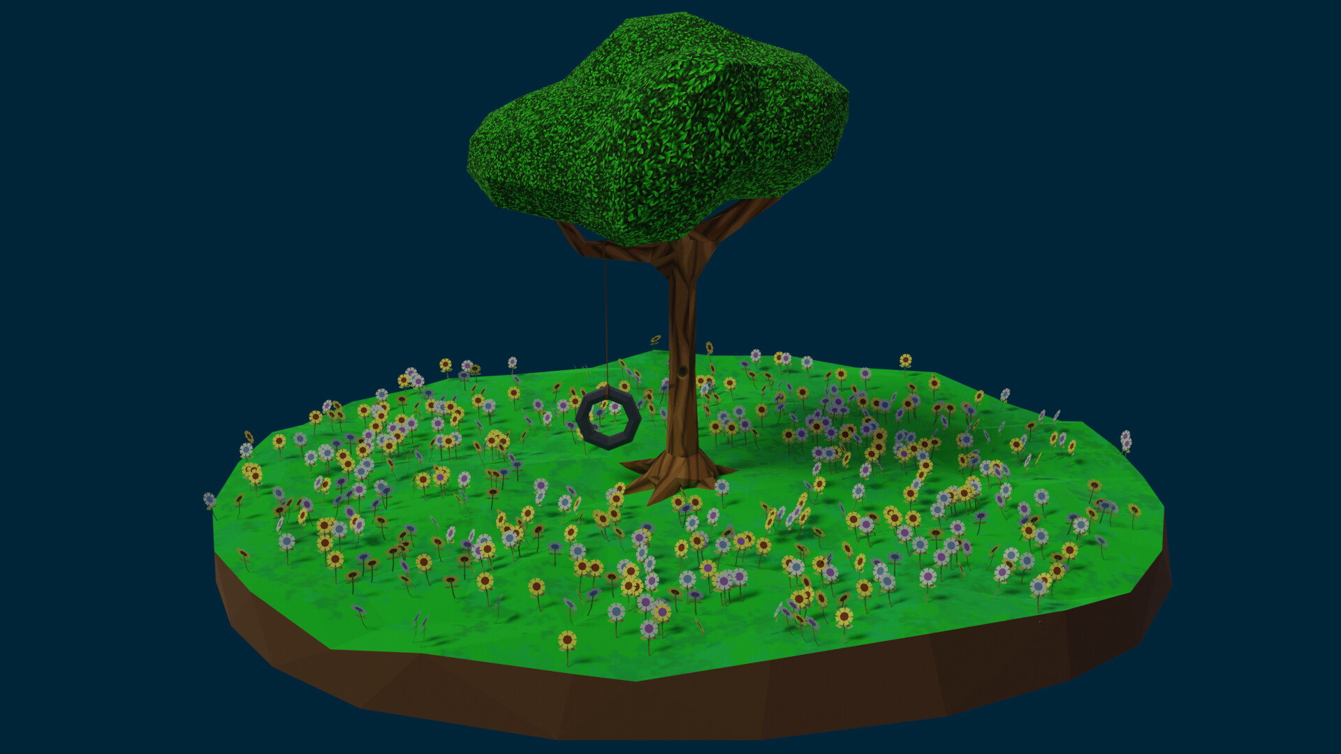 ArtStation - Low Poly Tire Swing Scene