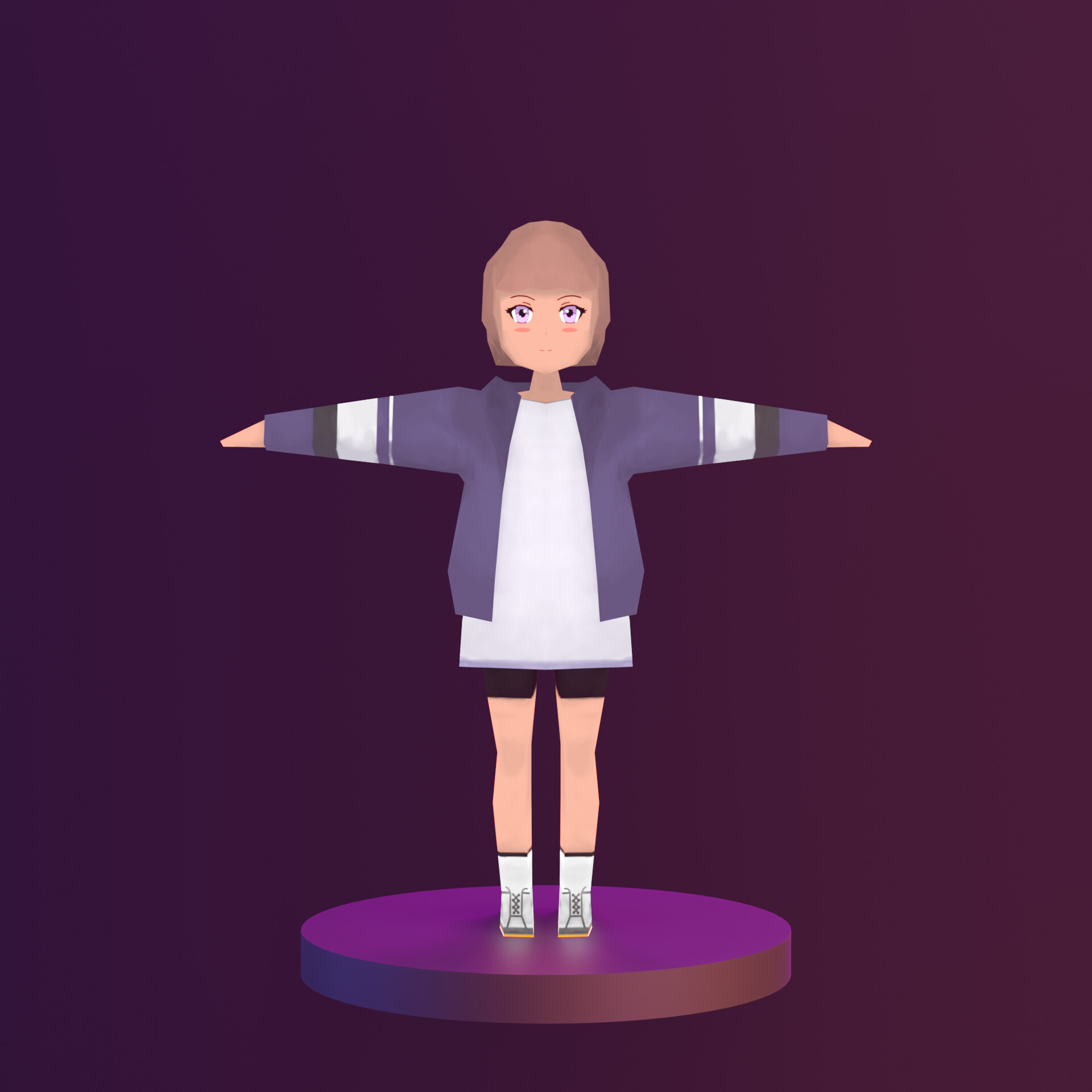 ArtStation - Handpainted Low Poly Anime Girl