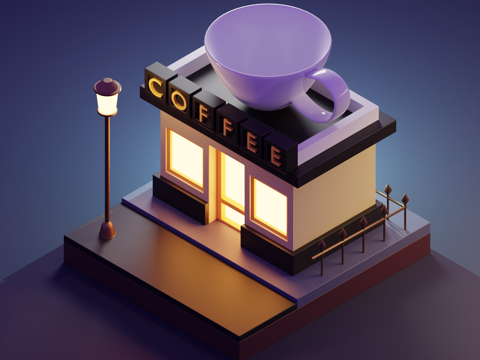 ArtStation - Cafe with coffee