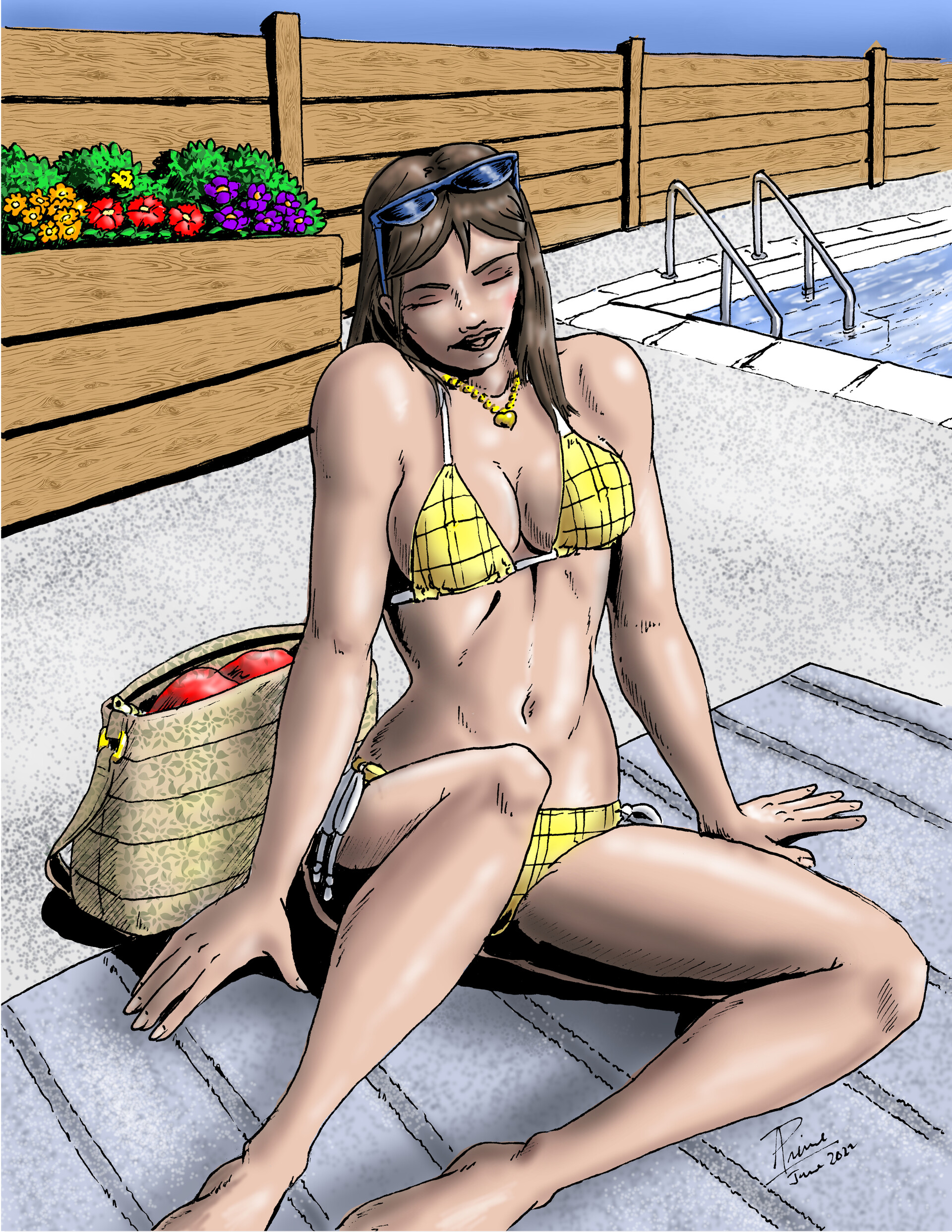 ArtStation - relaxing by the pool