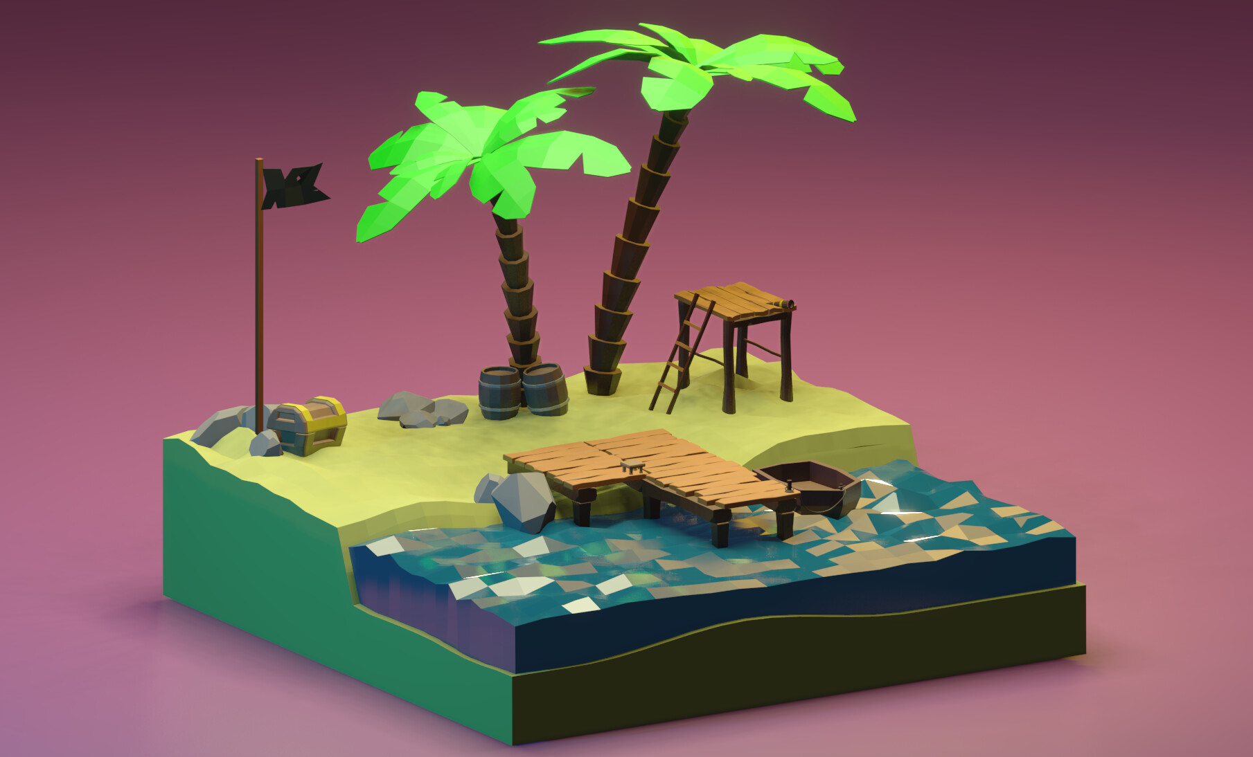 ArtStation - Isometric Pirate Island