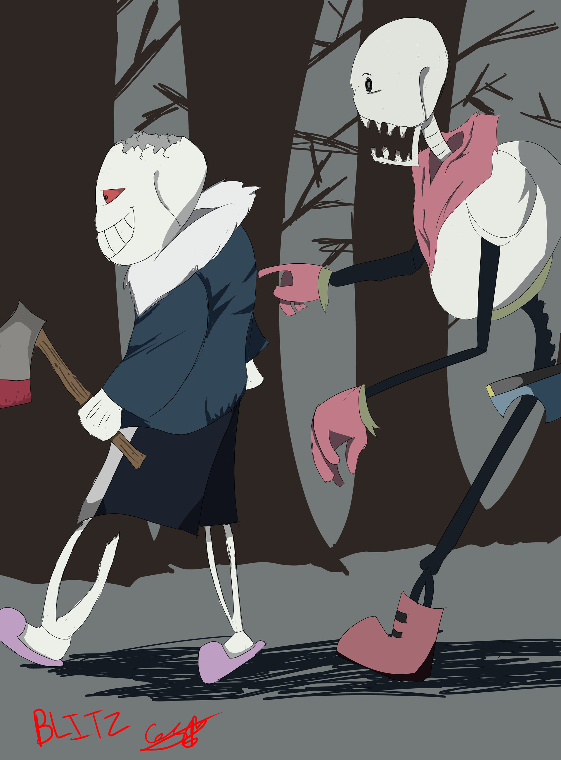 how to draw horrortale papyrus