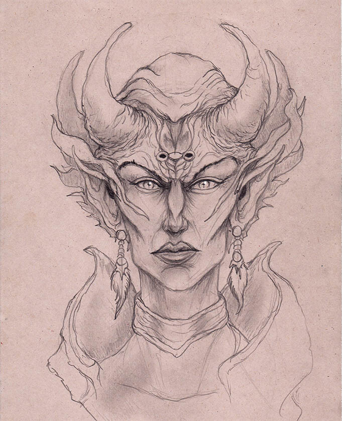 ArtStation - Traditional Drawing of a Demon Women!