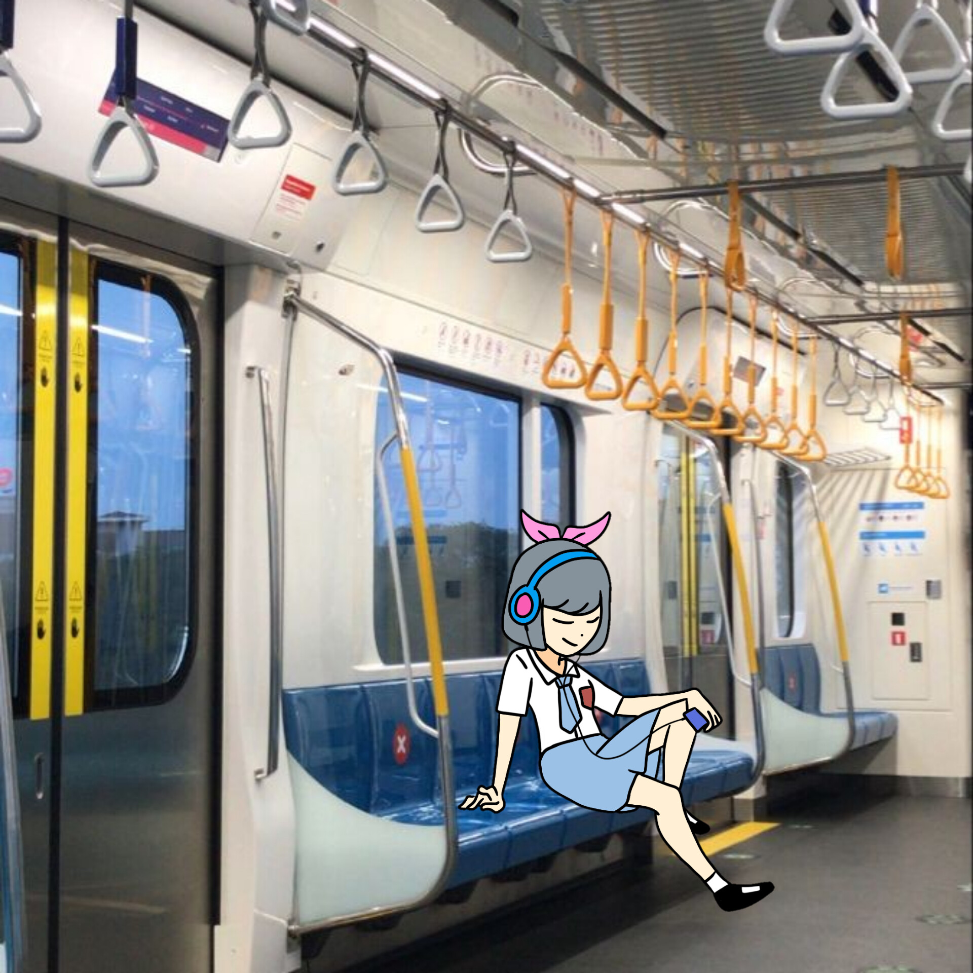 ArtStation - listening to music on the train