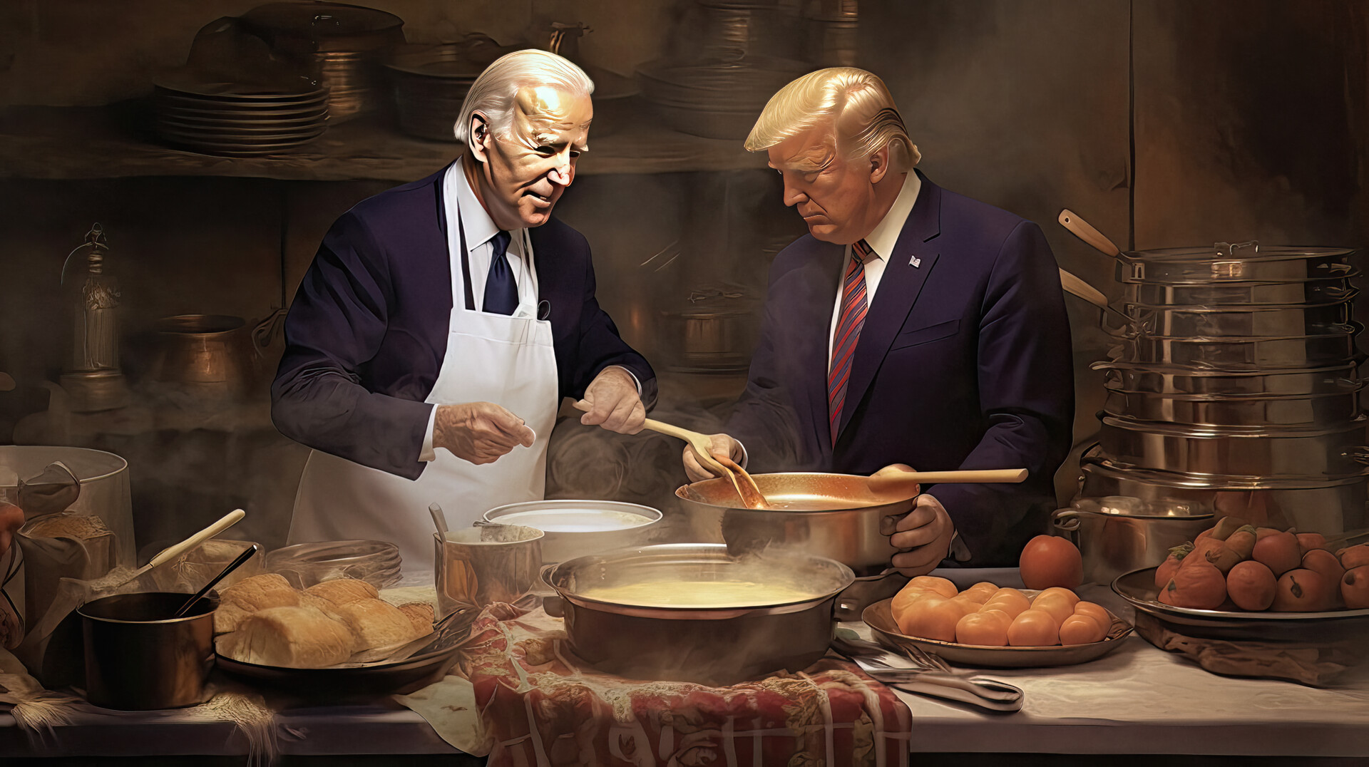 Bonk AI Art - Donald Trump & Joe Biden KISS, Have Fun