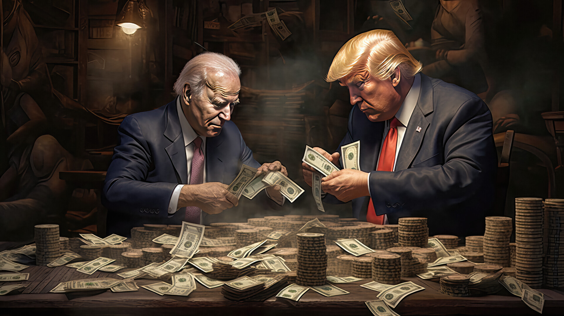 Bonk AI Art - Donald Trump & Joe Biden KISS, Have Fun