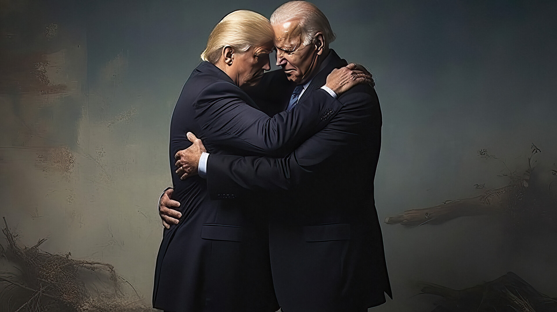 Bonk AI Art - Donald Trump & Joe Biden KISS, Have Fun