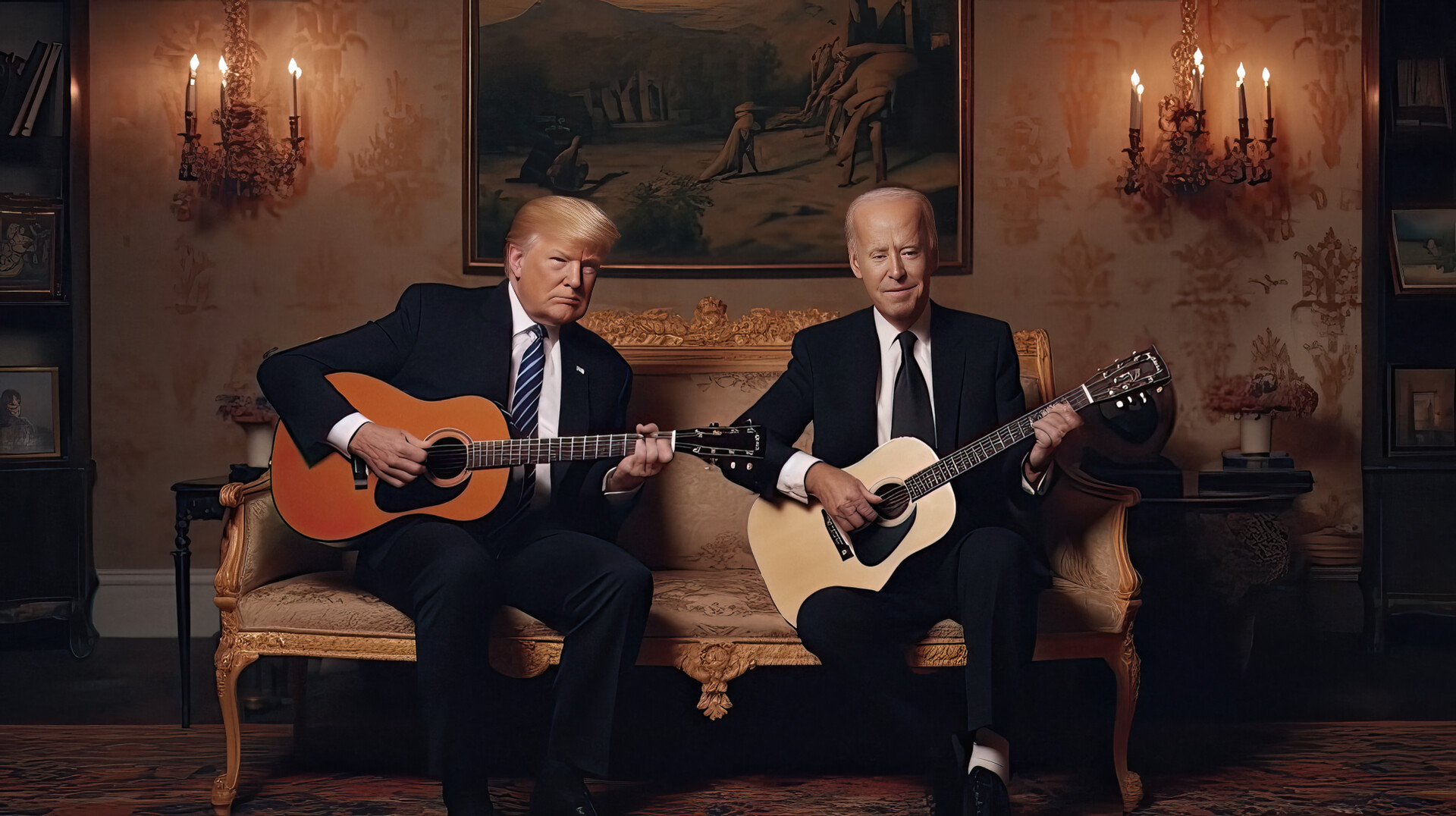 Bonk AI Art - Donald Trump & Joe Biden KISS, Have Fun
