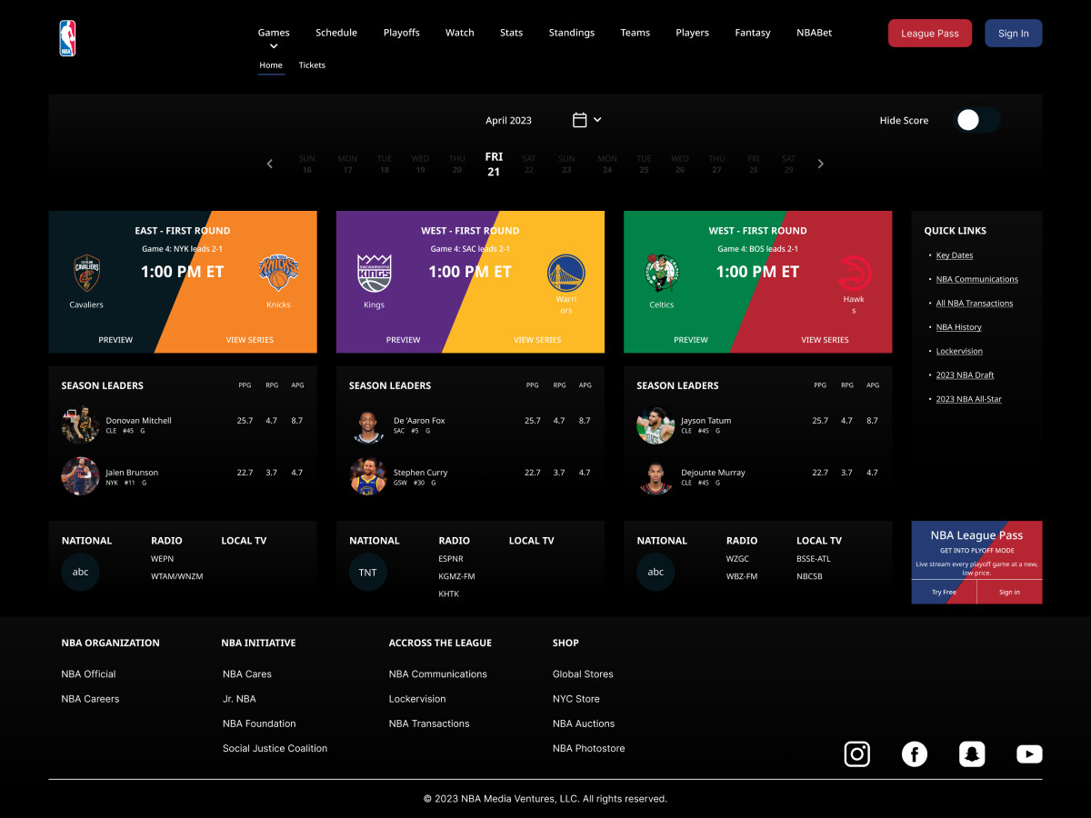 ArtStation - NBA Website