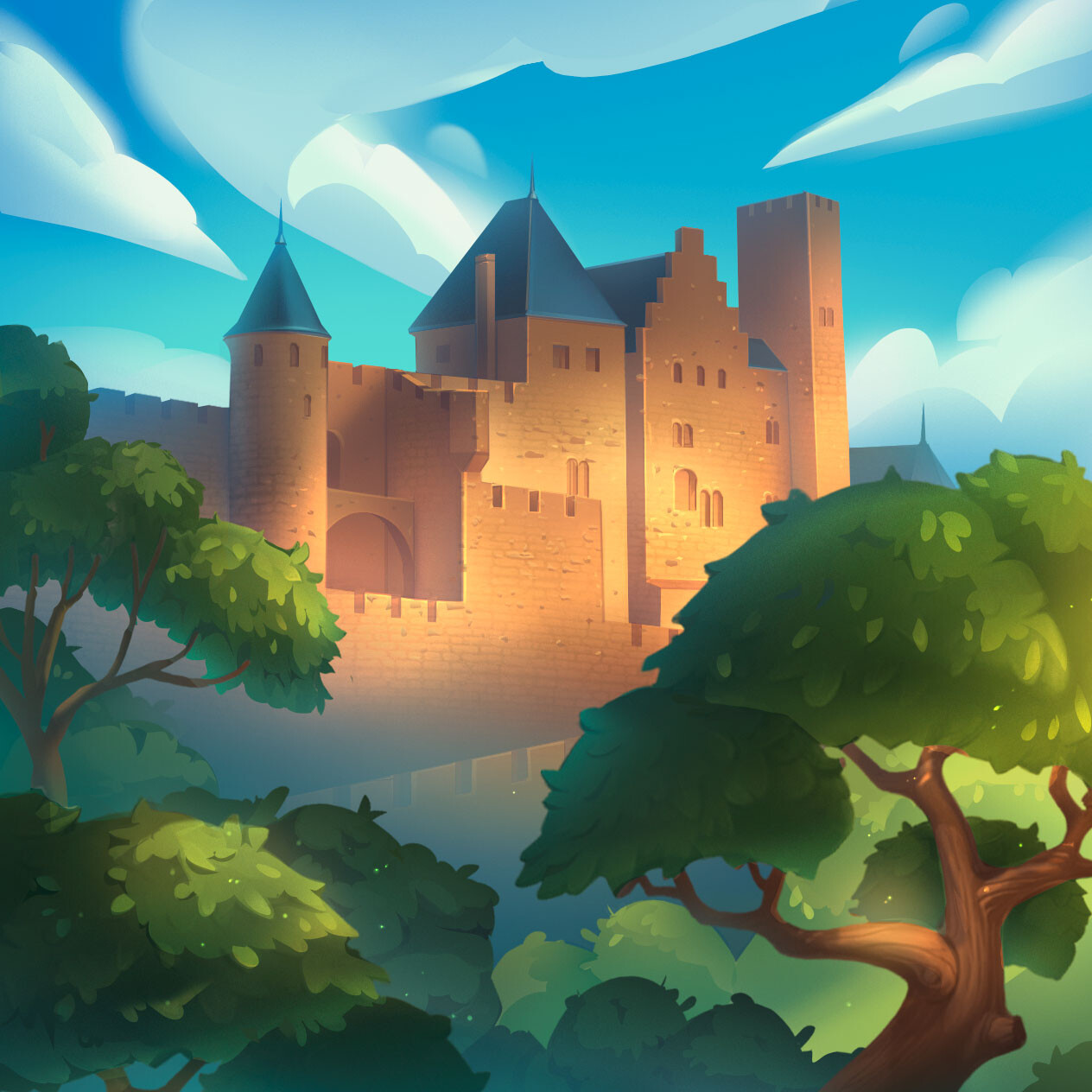 ArtStation - Info fact illustration about the Castle Comtal of Carcassonne