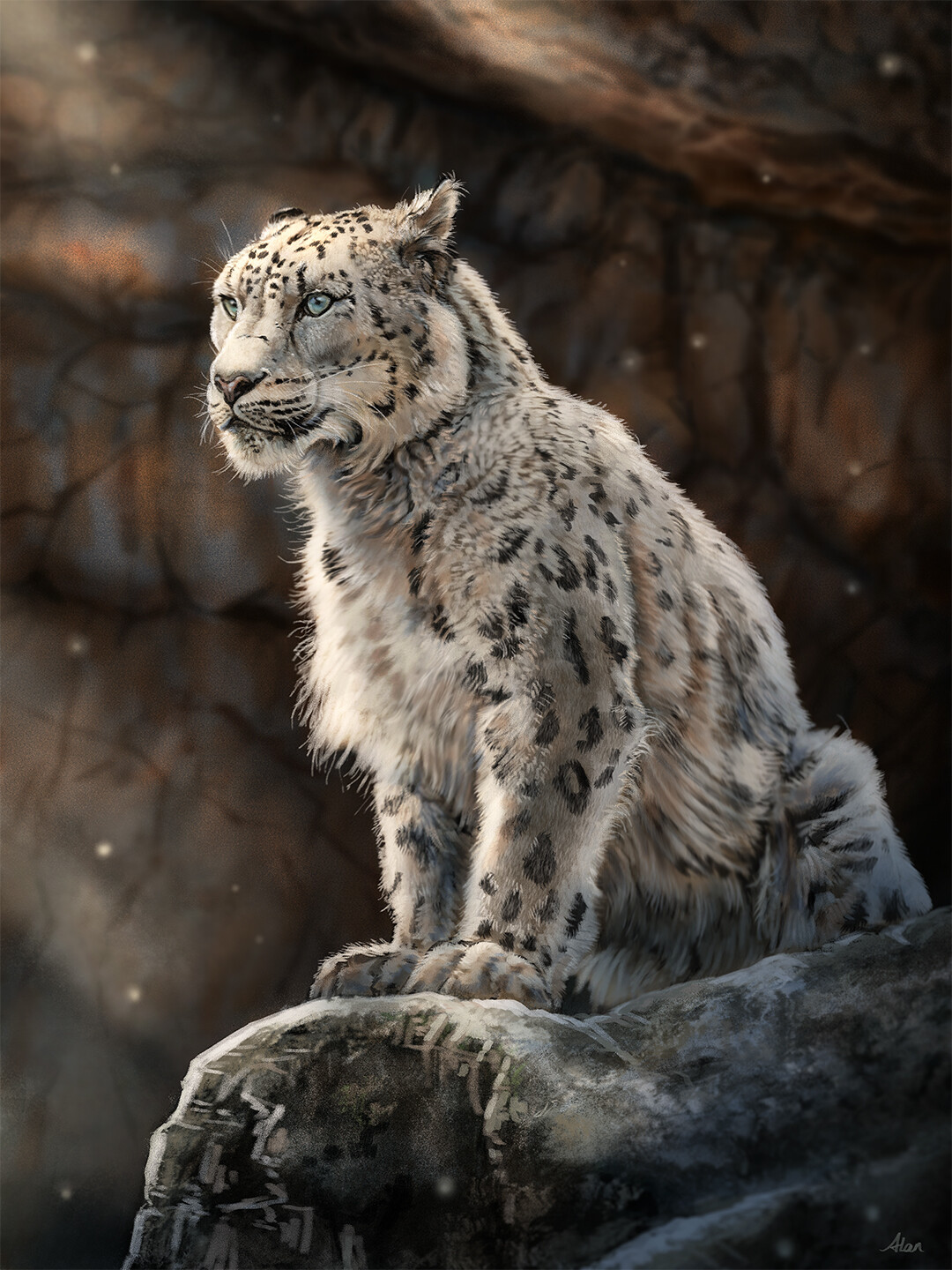 ArtStation - King of the Mountains - Snow Leopard