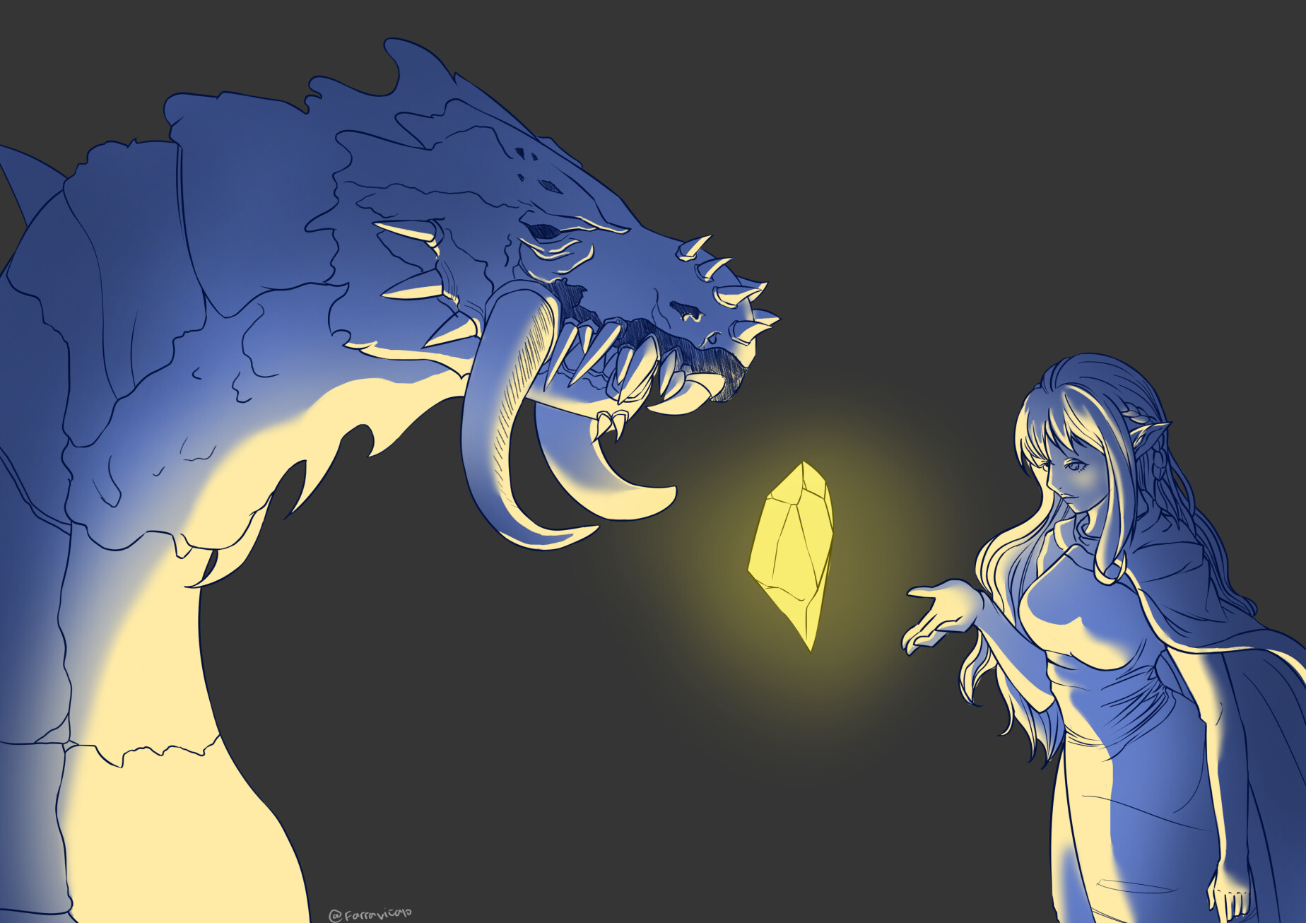 ArtStation - Dragon x Elf in the Middle of the Shadow Light