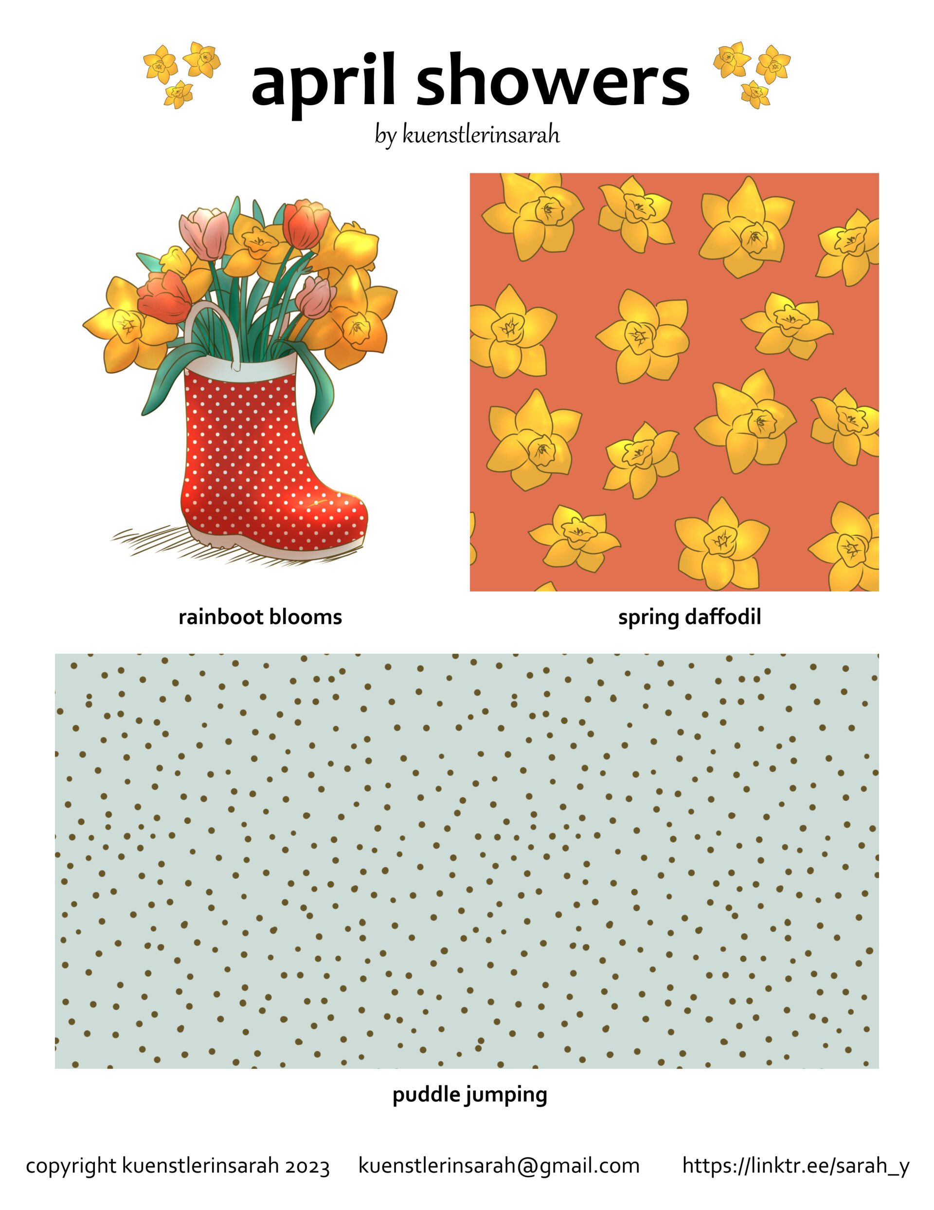 ArtStation - April Showers - Surface Design Tear Sheet