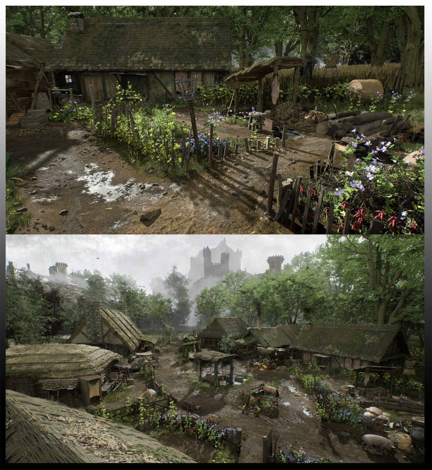 Vladyslav Koldaev - Medieval Village (Fan Art Witcher3)