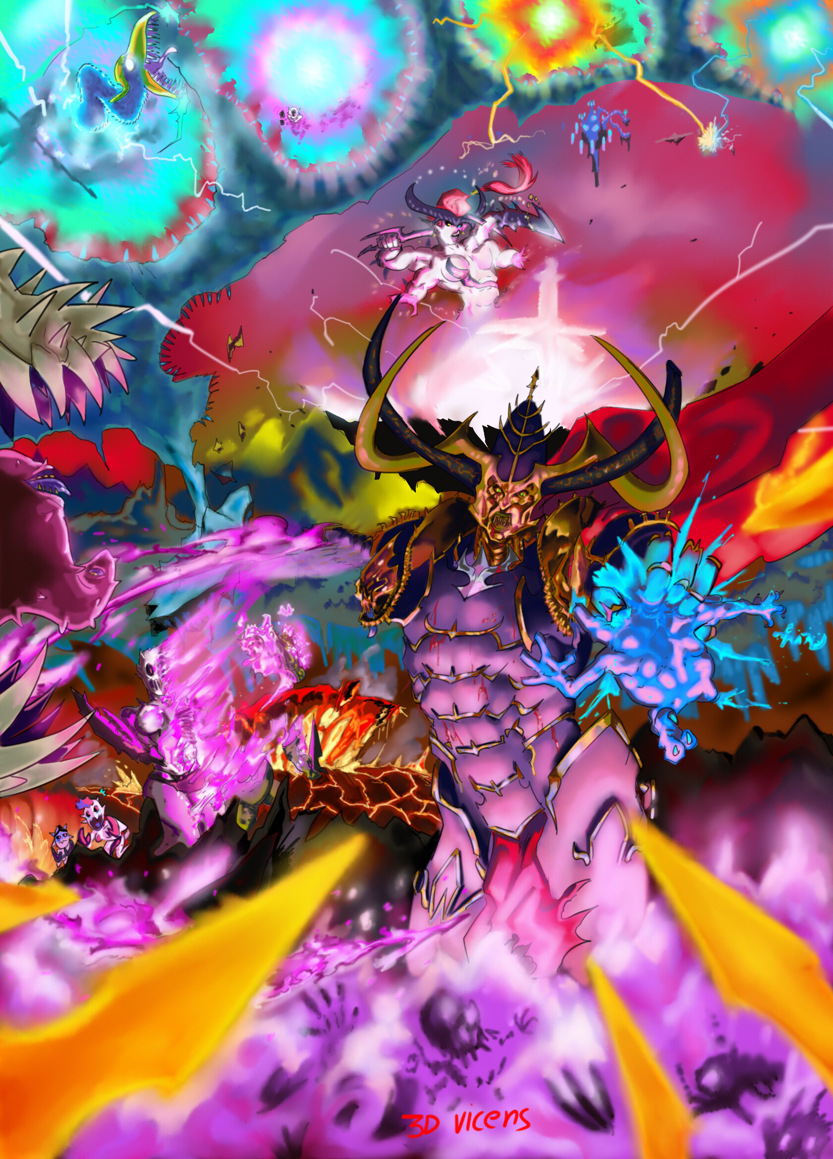 ArtStation - Malekith fighting the Realms of Chaos