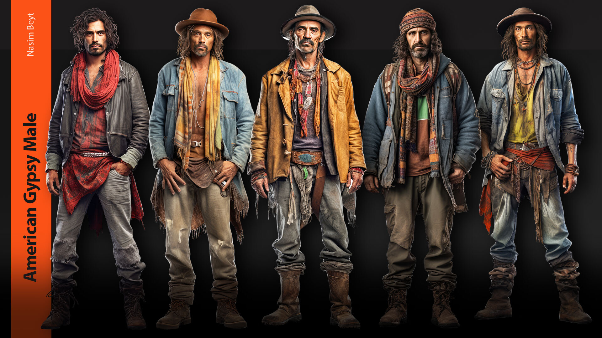Nasim Beyt - 500 American Gypsy Male Clothes. Character References, 8K ...