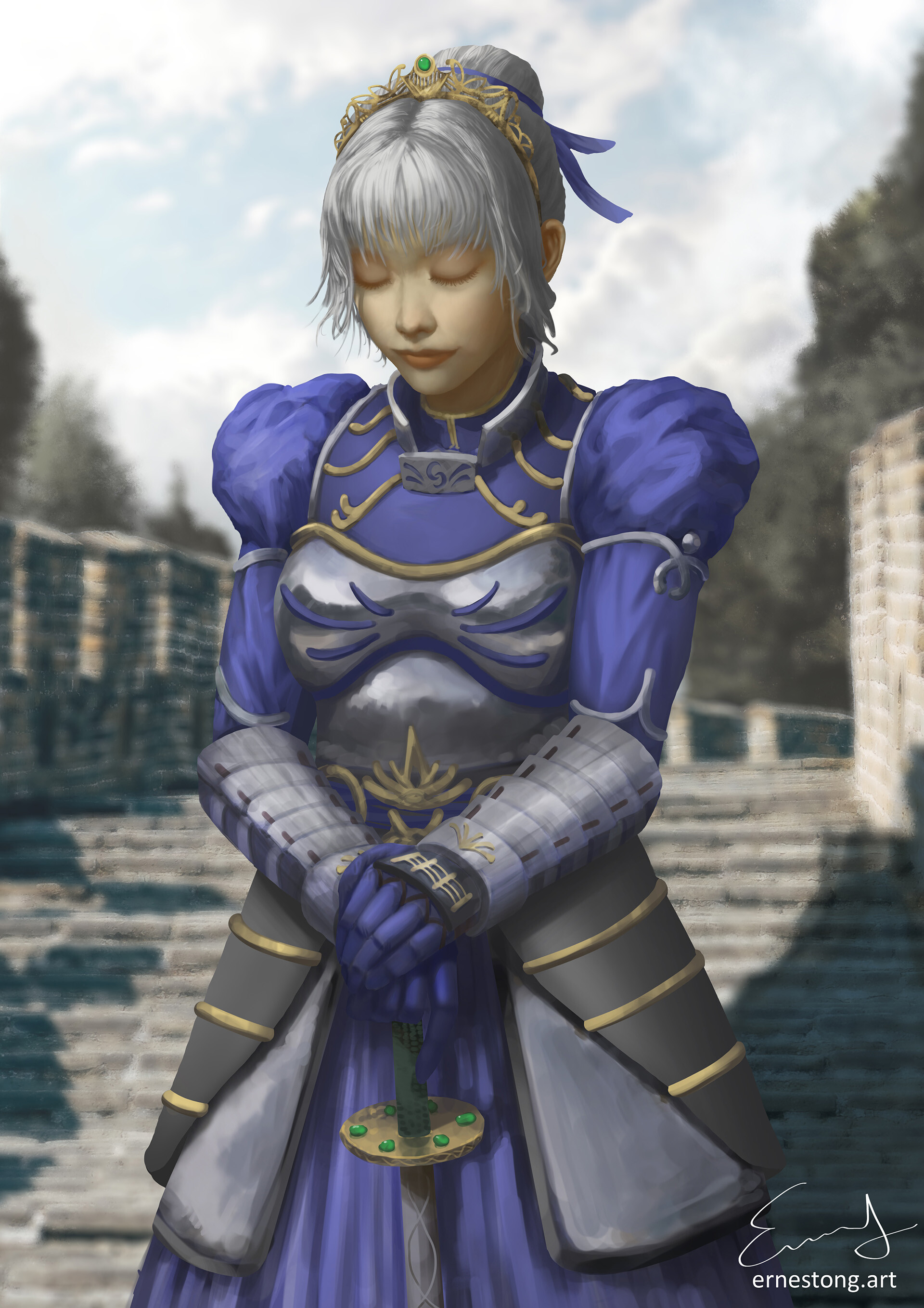 ArtStation - Saber of Jade (FSN Artoria Chinese Culture-bend)