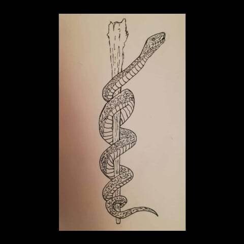 how to draw a snake on a stick